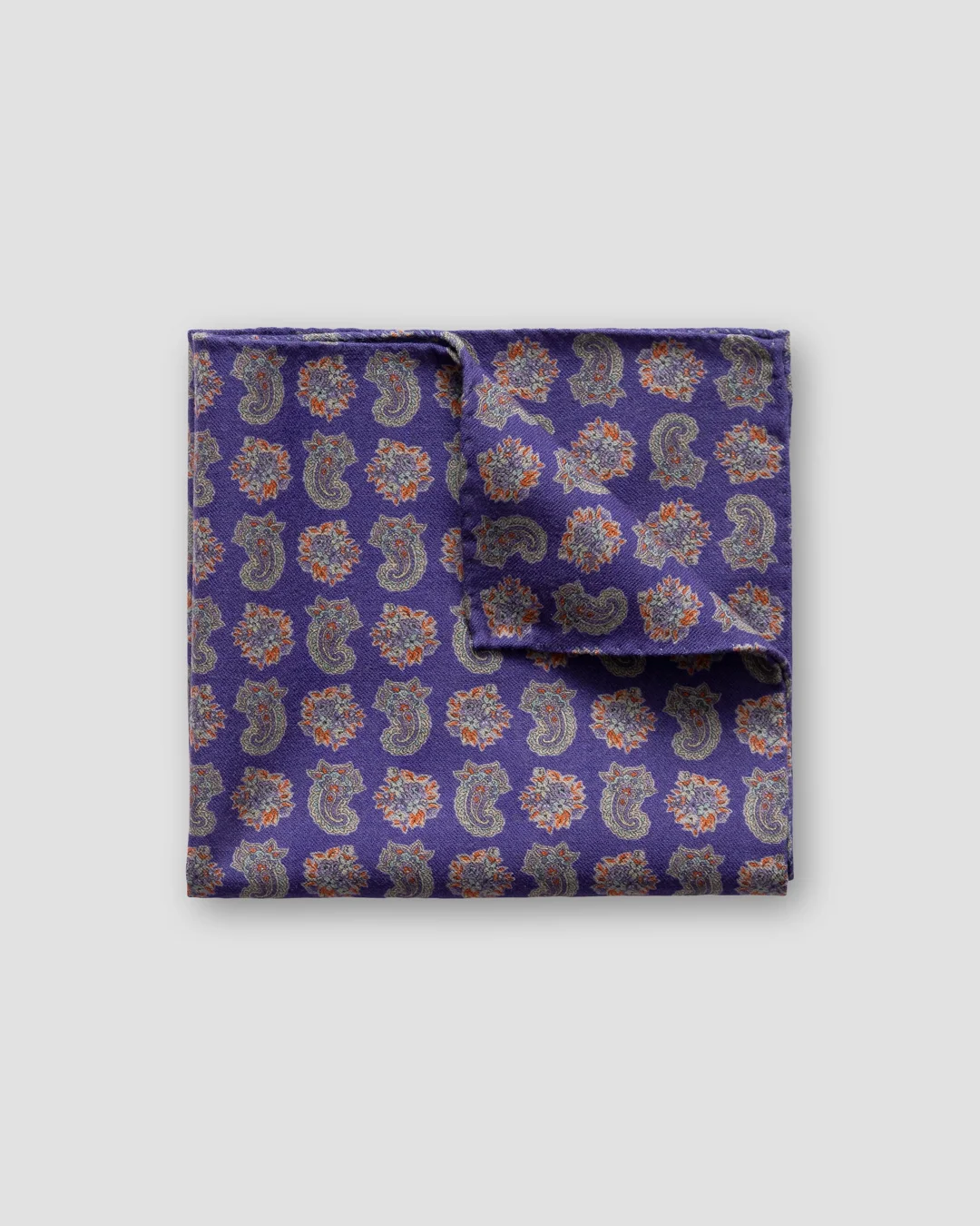 Purple Double–sided Wool Pocket Square - Eton