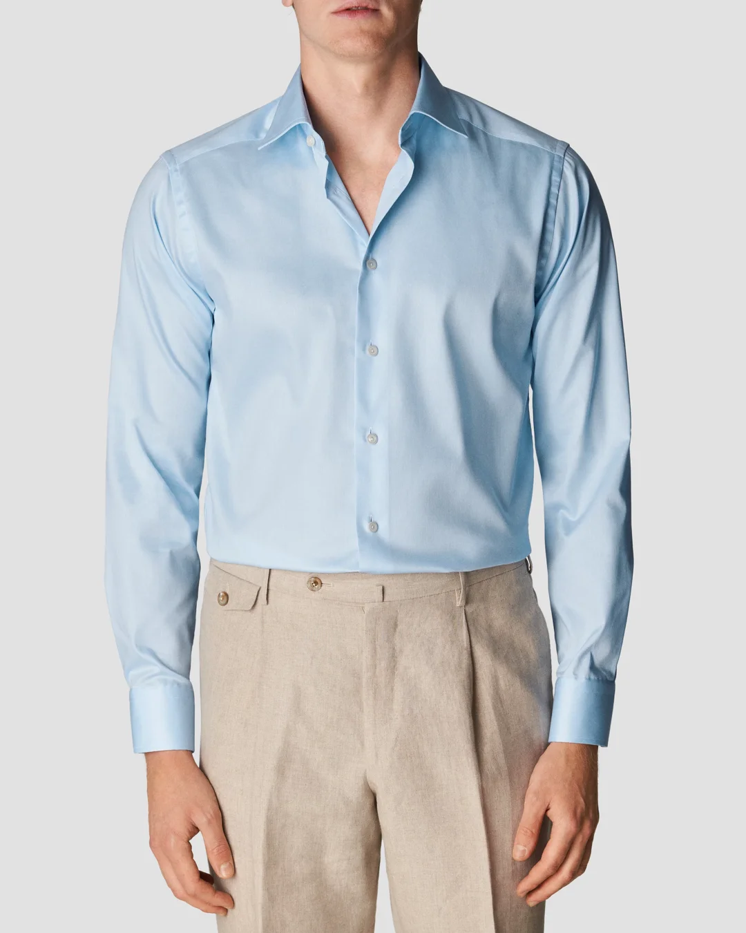 Light Blue Stretch Twill Shirt - Eton