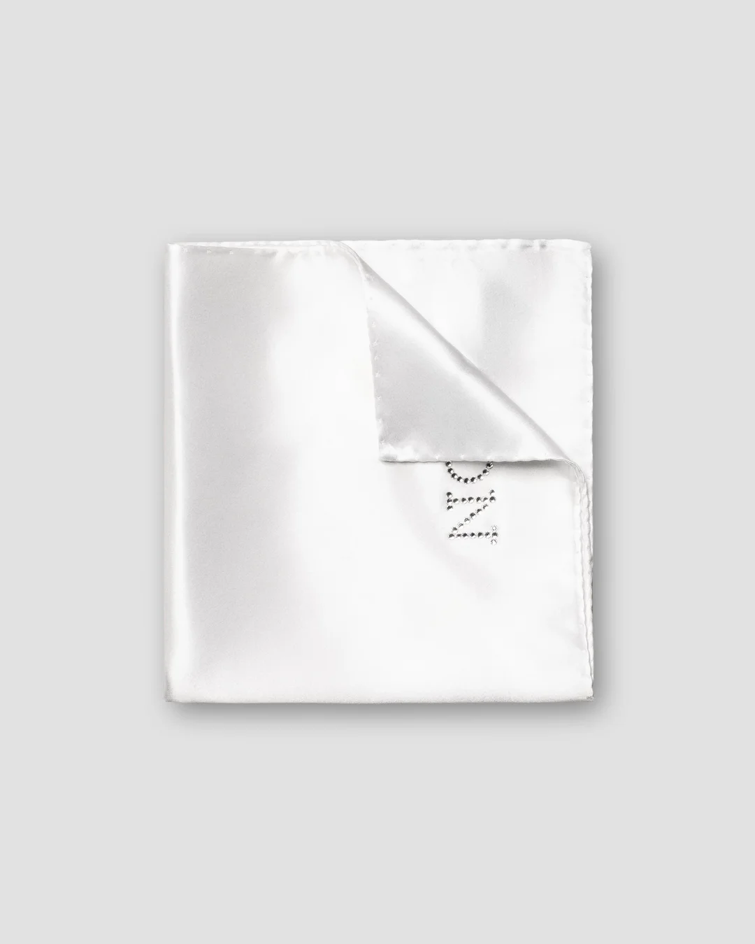 White Eton Logo Pure Silk Pocket Square with Swarovski® Crystals - Eton