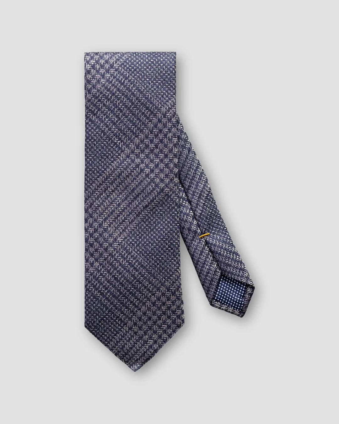 Navy zic-zac linen & silk tie - Eton