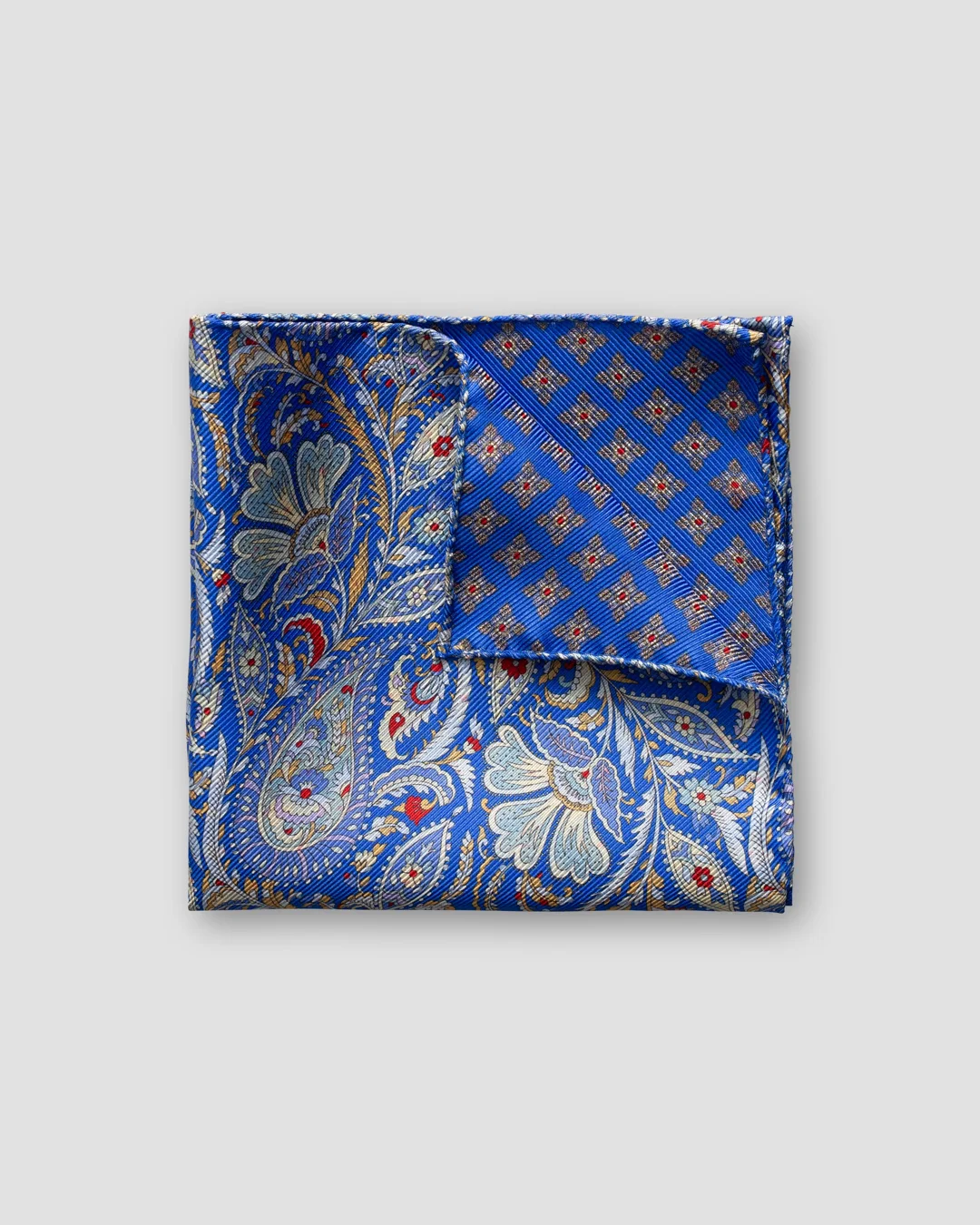 Blue double print pocket square - Eton