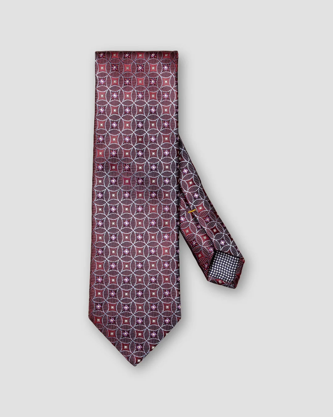 Burgundy Red Geometric Silk Tie - Eton