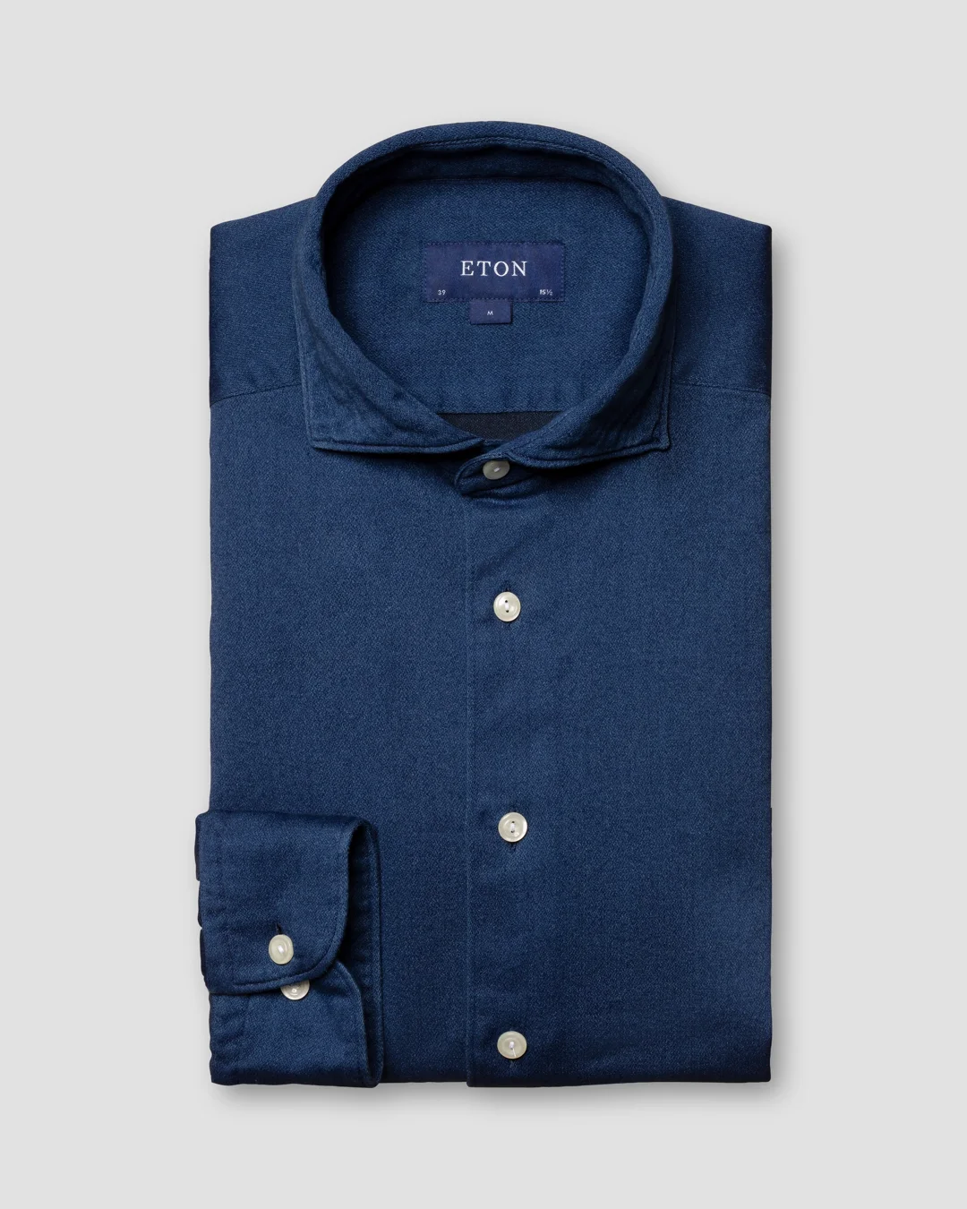 Dark Blue Satin Indigo Shirt - Eton