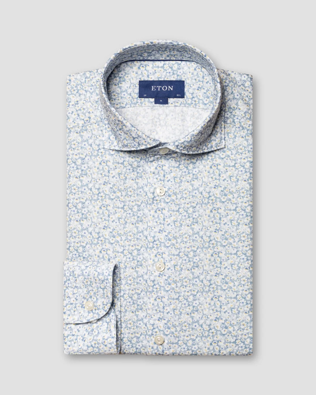 Light Blue Floral Flannel Shirt - Eton