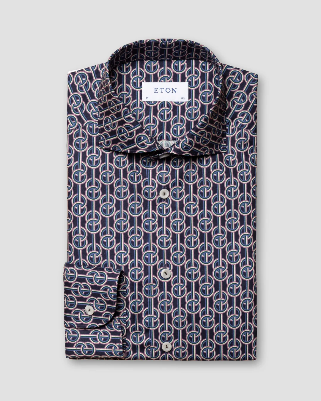 Mid Blue 3D Geometric Print Flannel - Eton