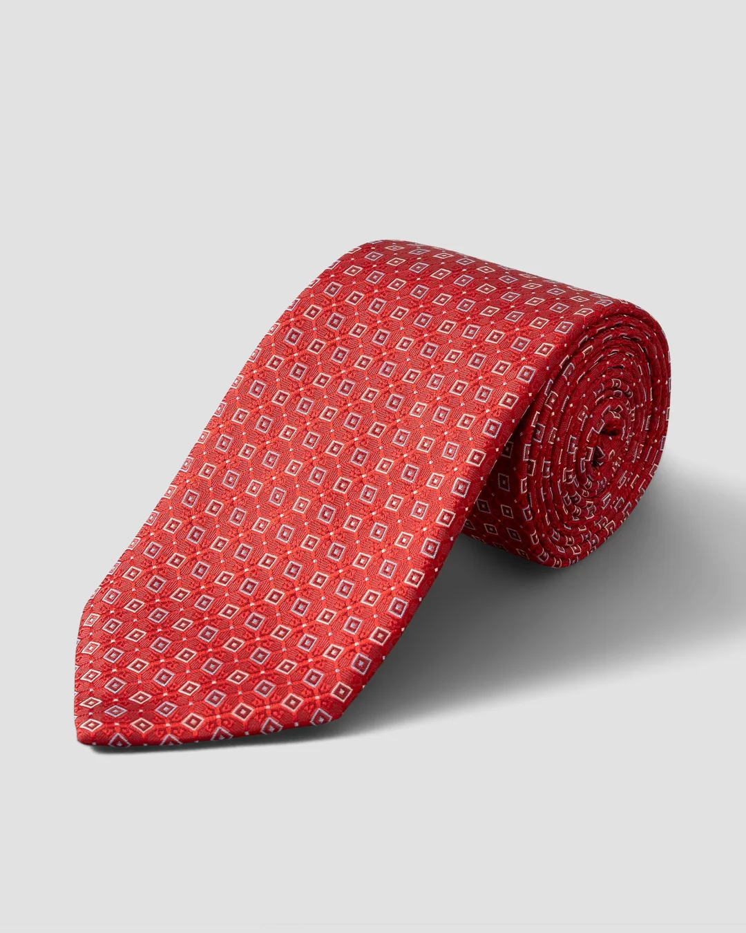 Red Geometric Print Silk Tie - Eton
