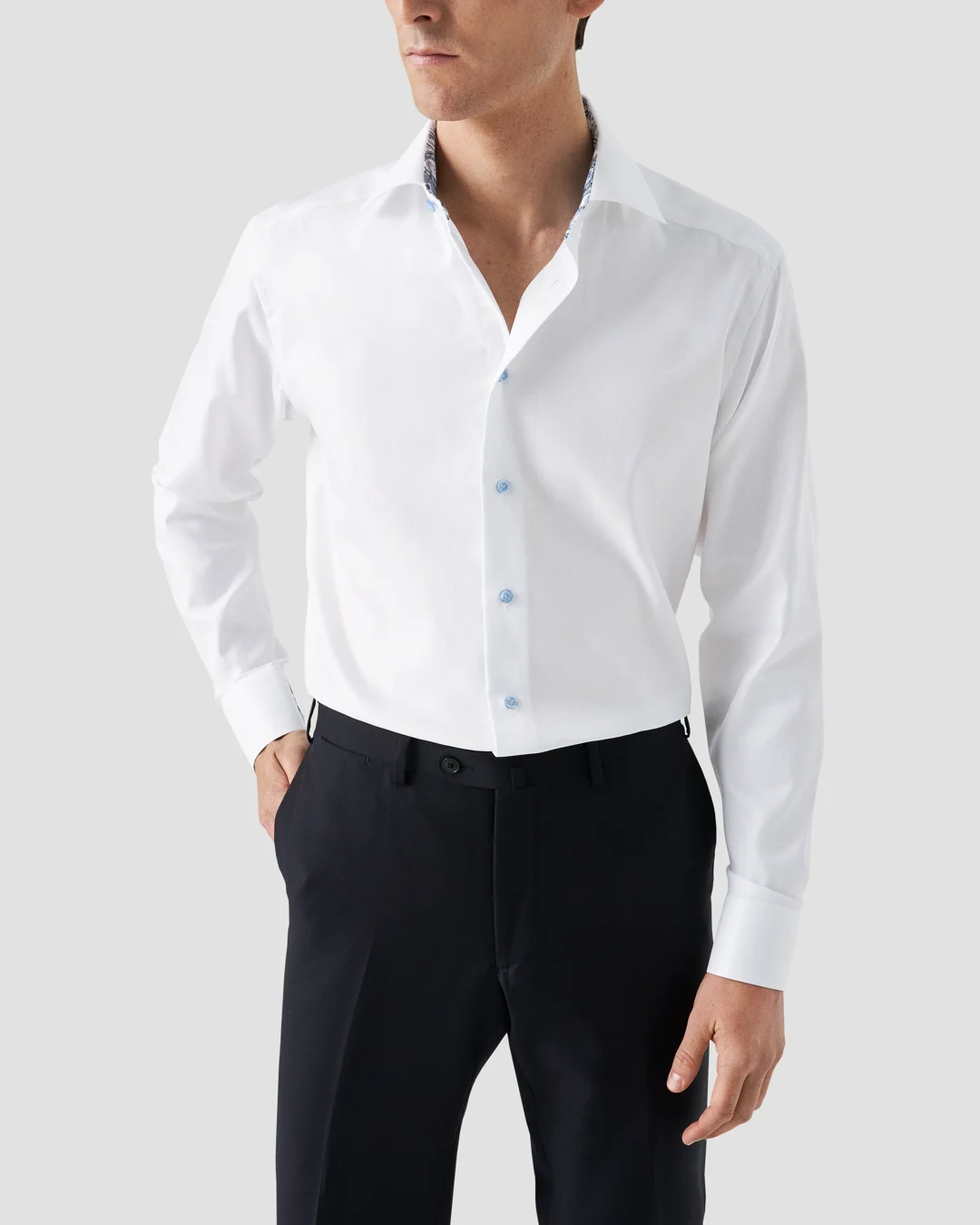 Geometric Effect Textured Twill Shirt - Eton