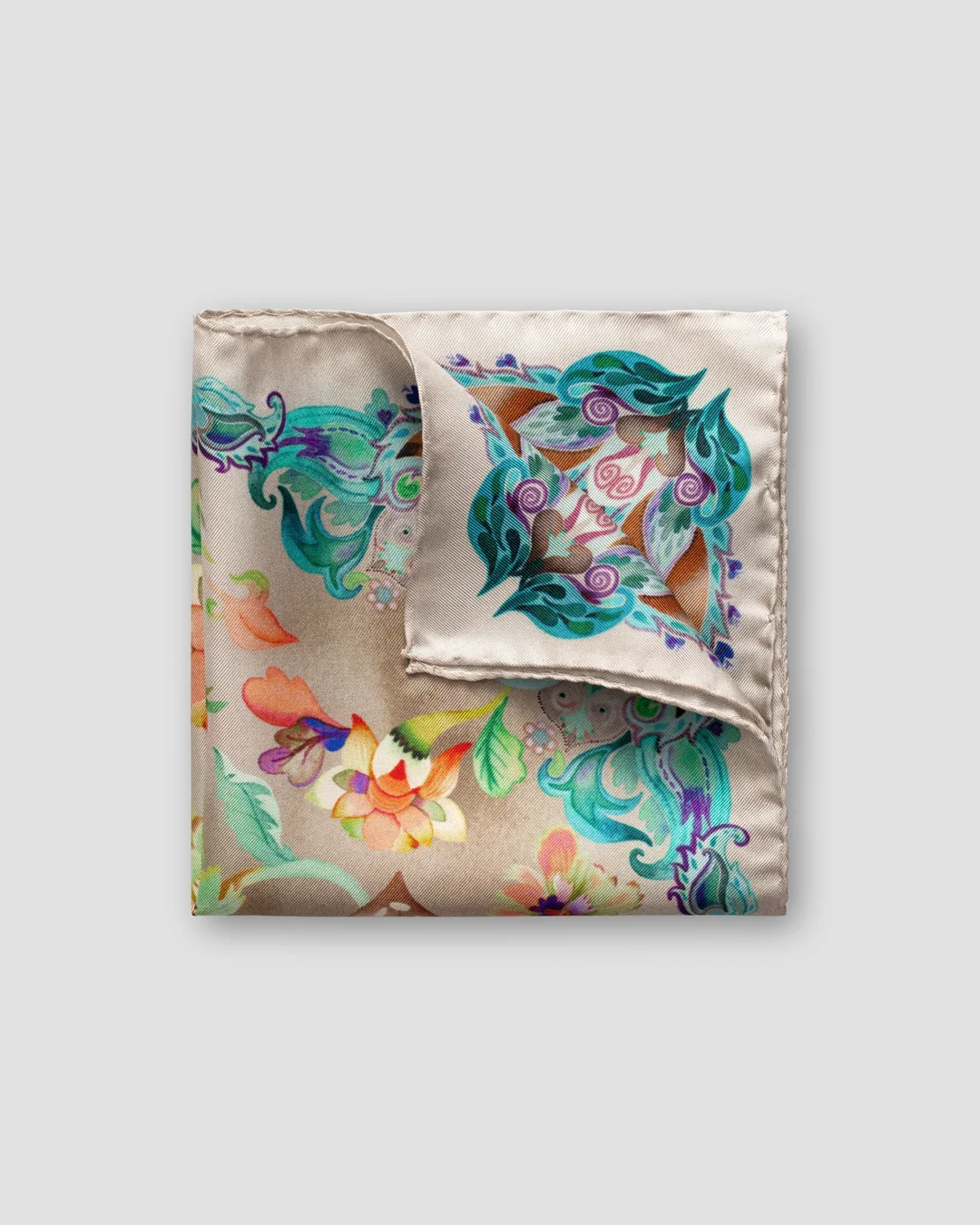 Turquoise flowers pocket square - Eton