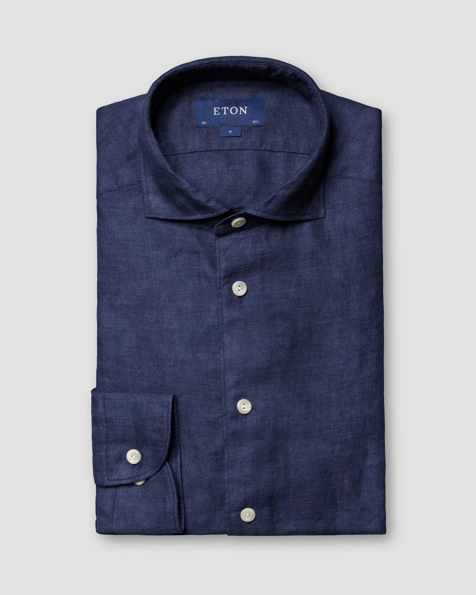 Navy Linen Twill Shirt - Eton
