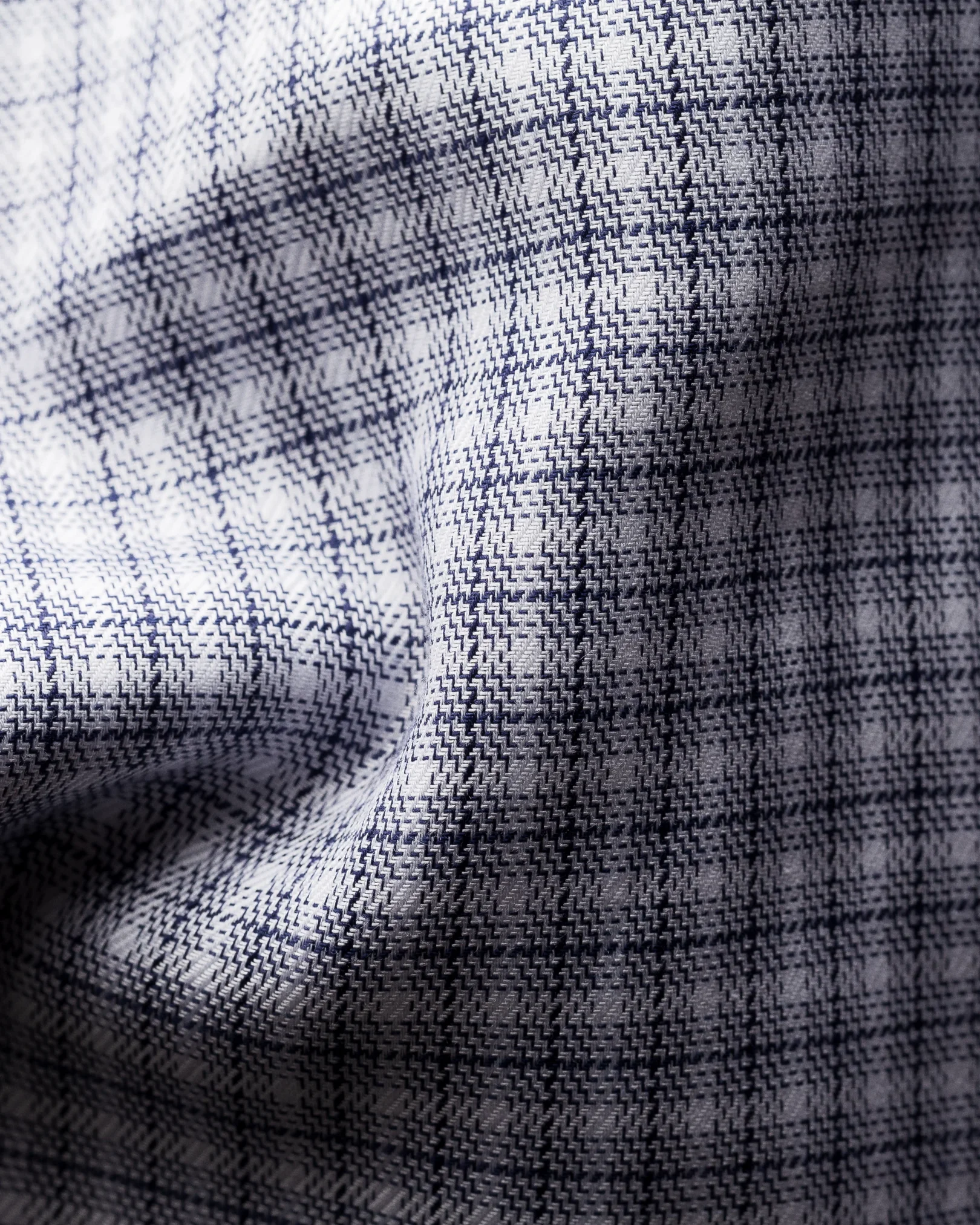 Navy Micro Check Stretch Shirt - Eton