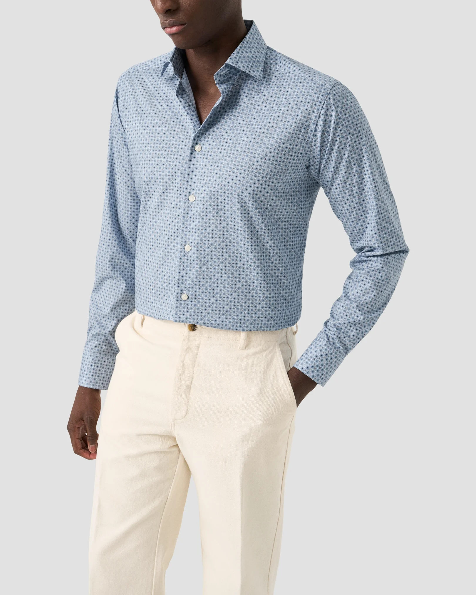 Micro Floral Print Signature Twill Shirt - Eton