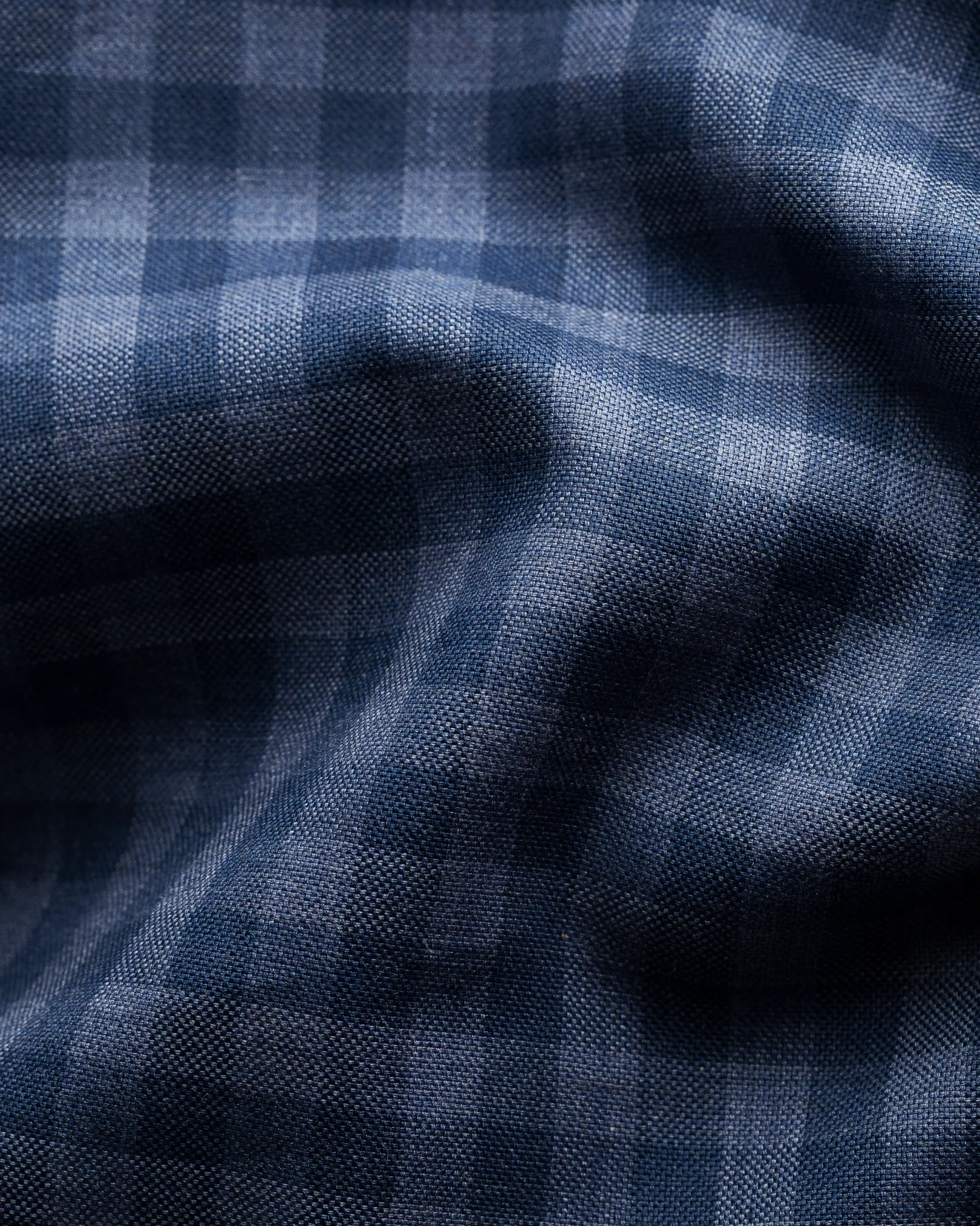 Mid Blue Checked Wrinkle Free Oxford Shirt - Eton