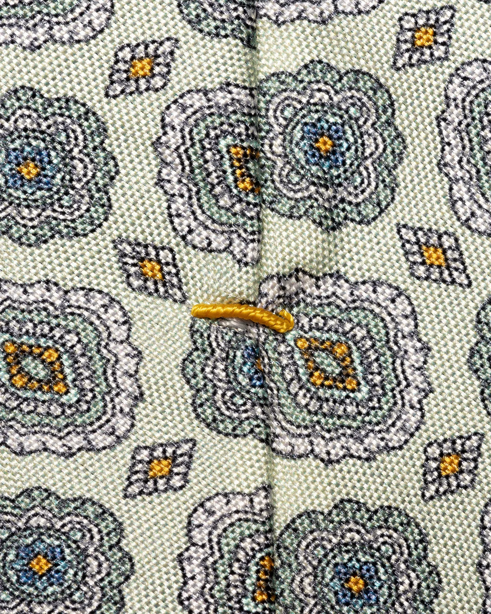 Light Green Medallion Print Silk Tie - Eton