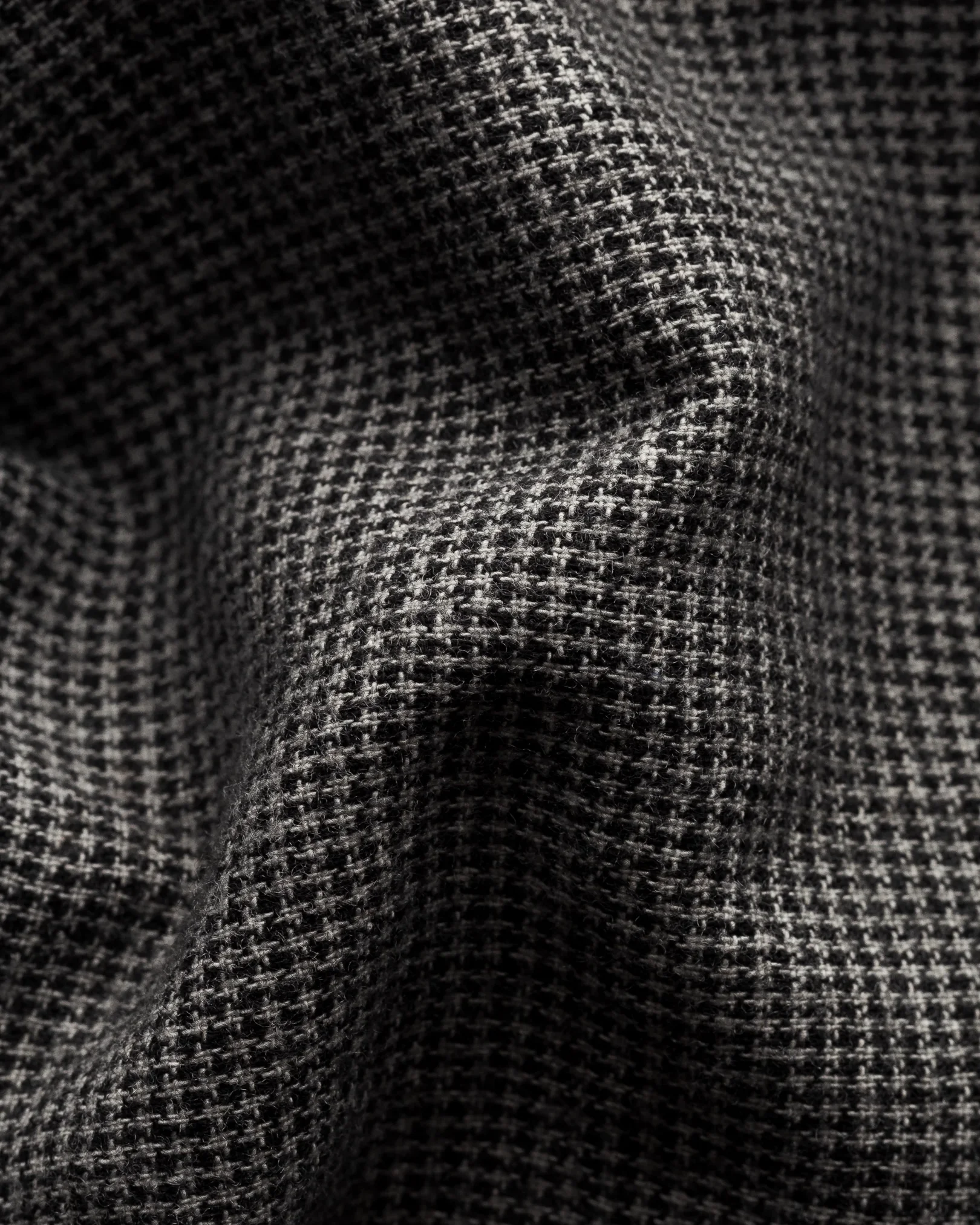 Light Gray Houndstooth Cotton-Wool-Cashmere Flannel Overshirt - Eton