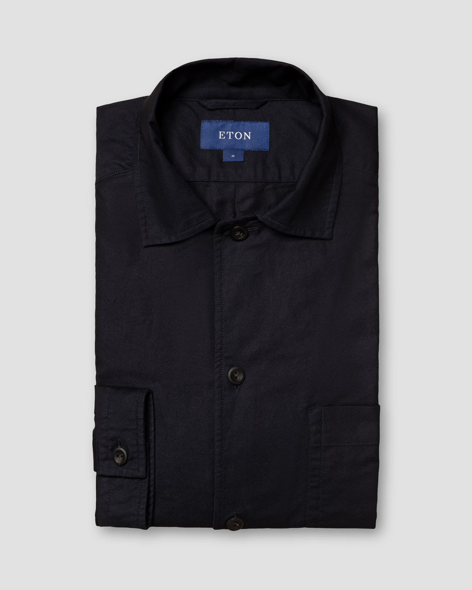 Dark Blue Heavy Oxford Overshirt - Eton