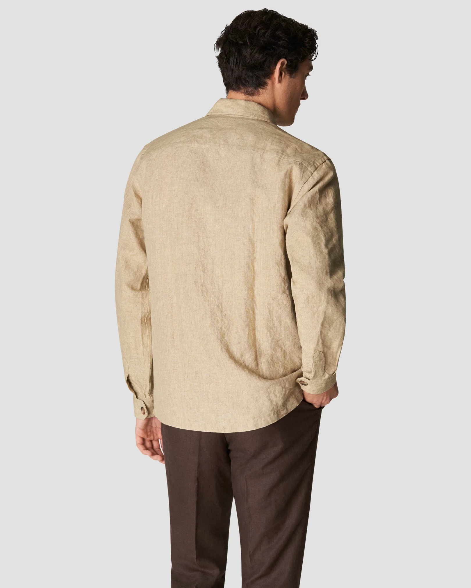 Light Brown Linen Twill Overshirt - Eton