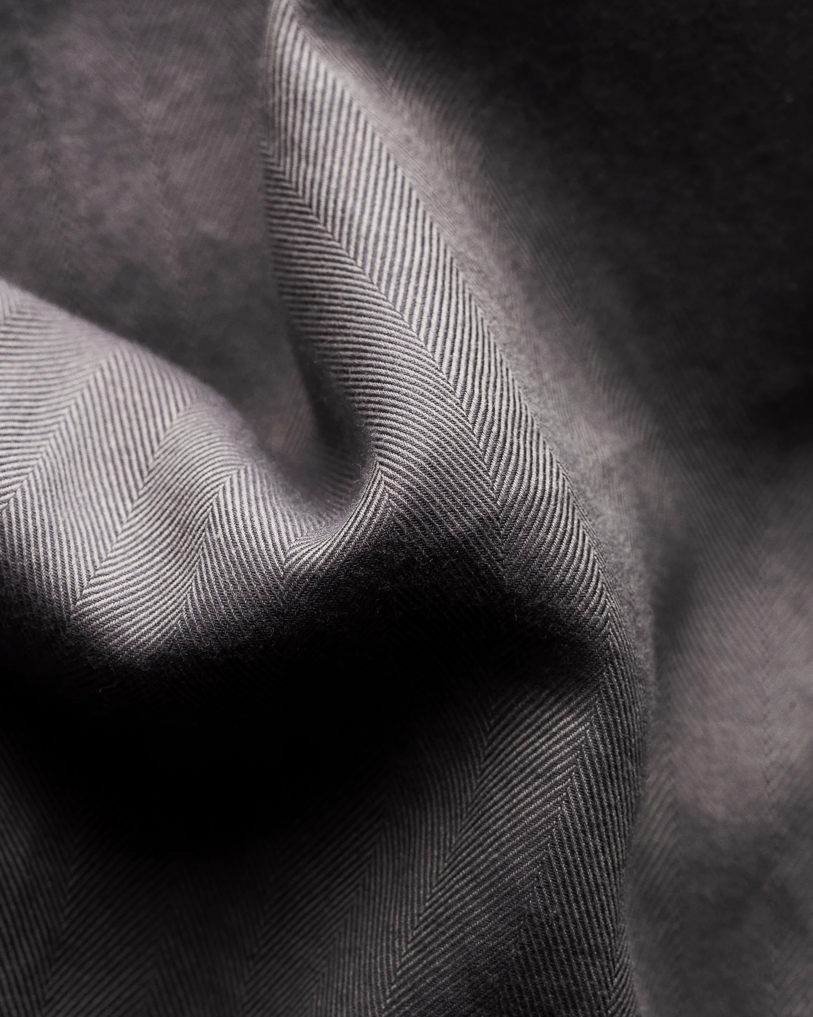 Mid Gray Herringbone Flannel Shirt - Eton