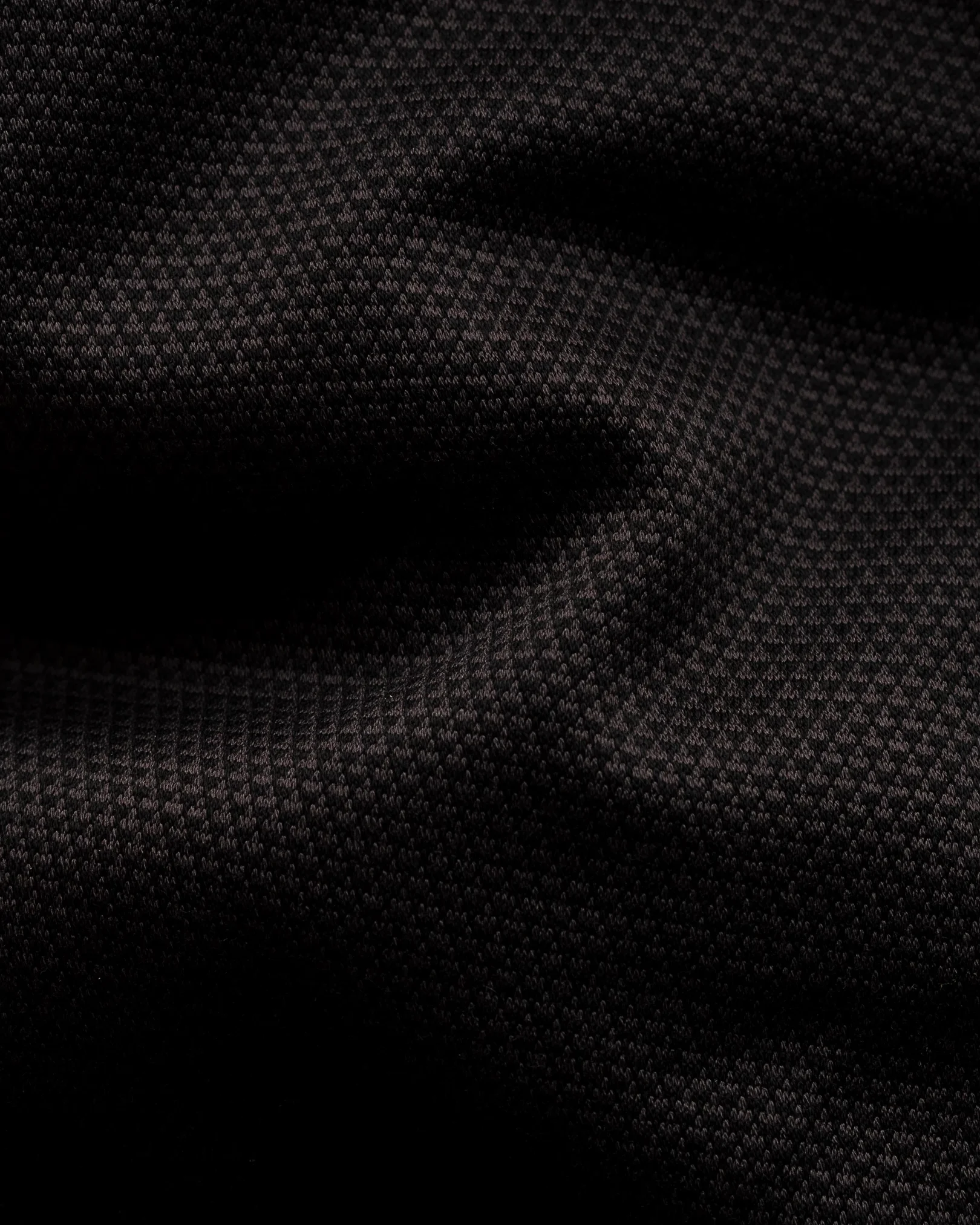 Black Knit Jacquard Polo Shirt - Eton