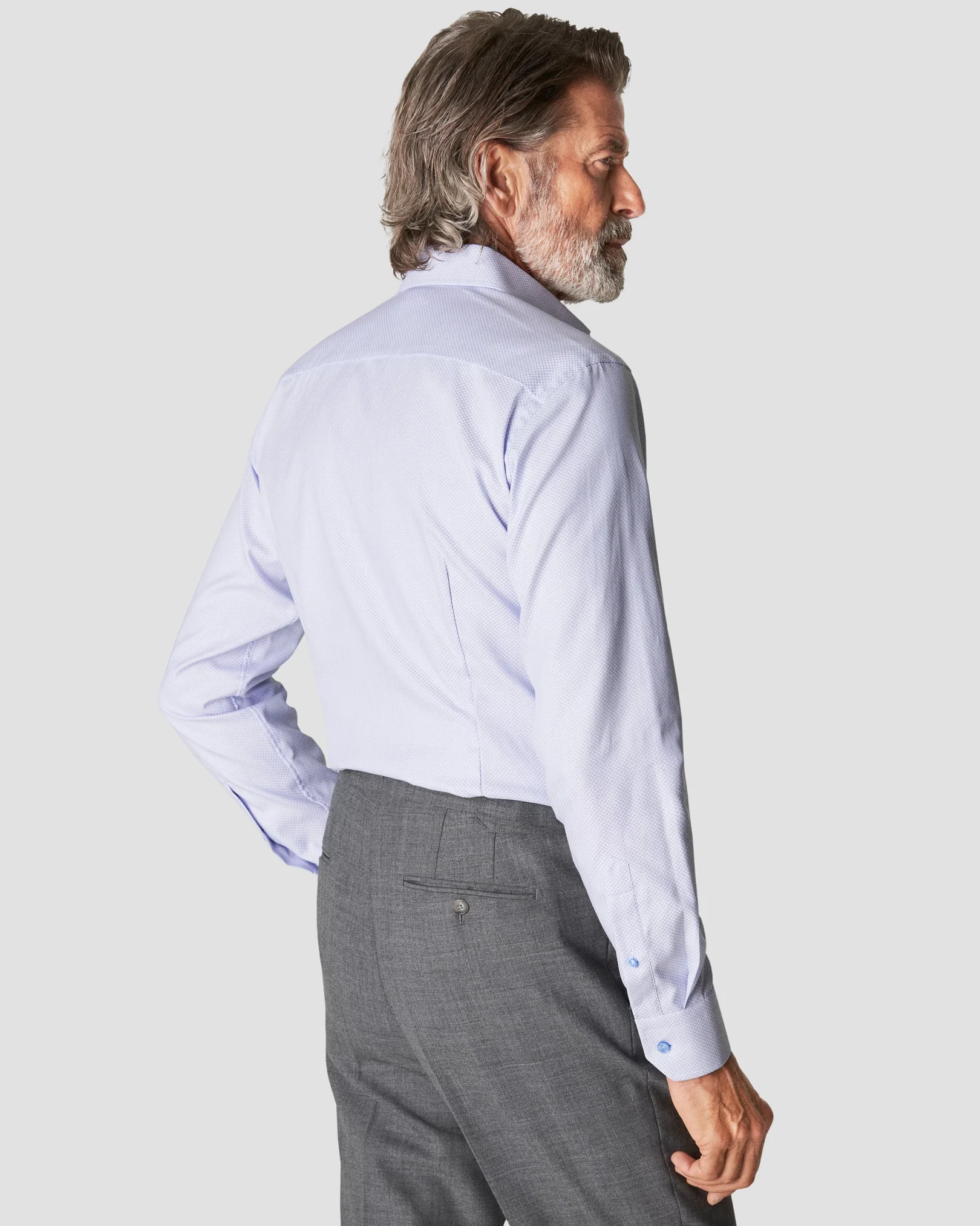 Light Blue Brocade Shirt - Eton