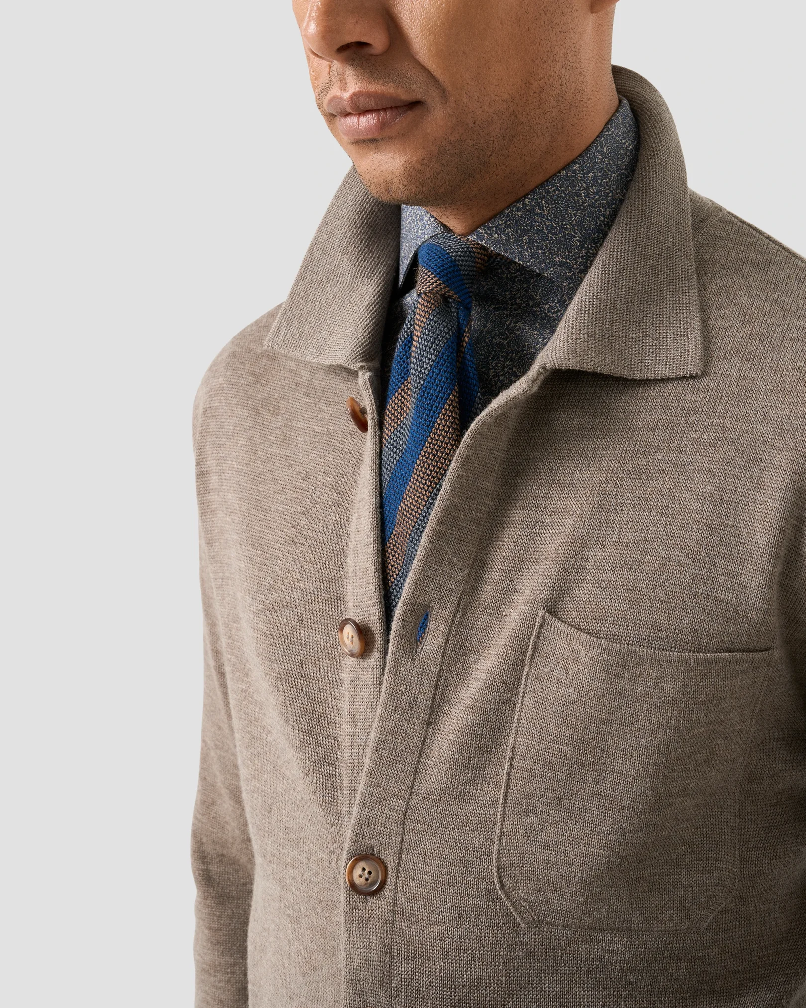 Tonal Ornamental Print Signature Twill Shirt - Eton