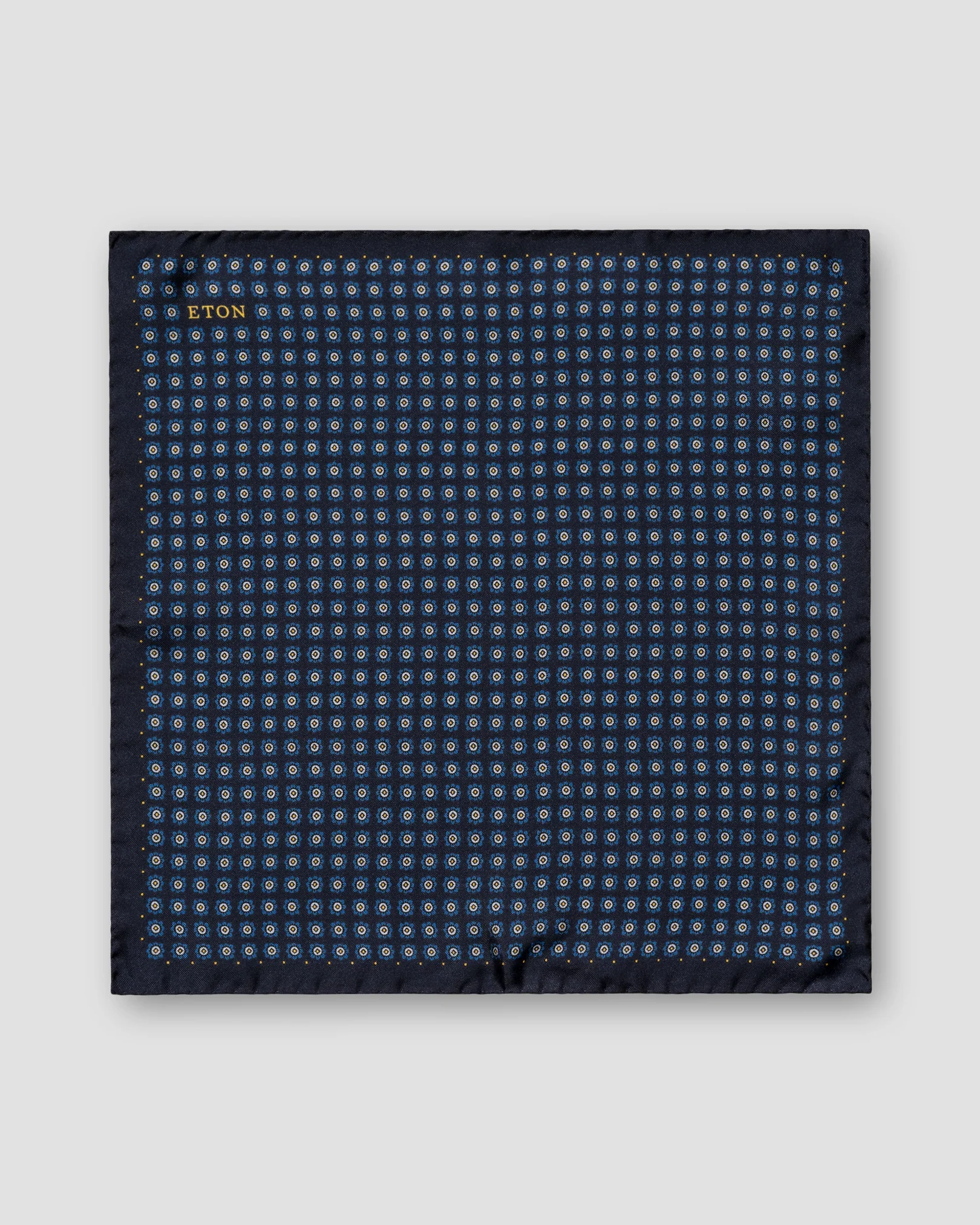 Navy Geometric Silk Pocket Square - Eton