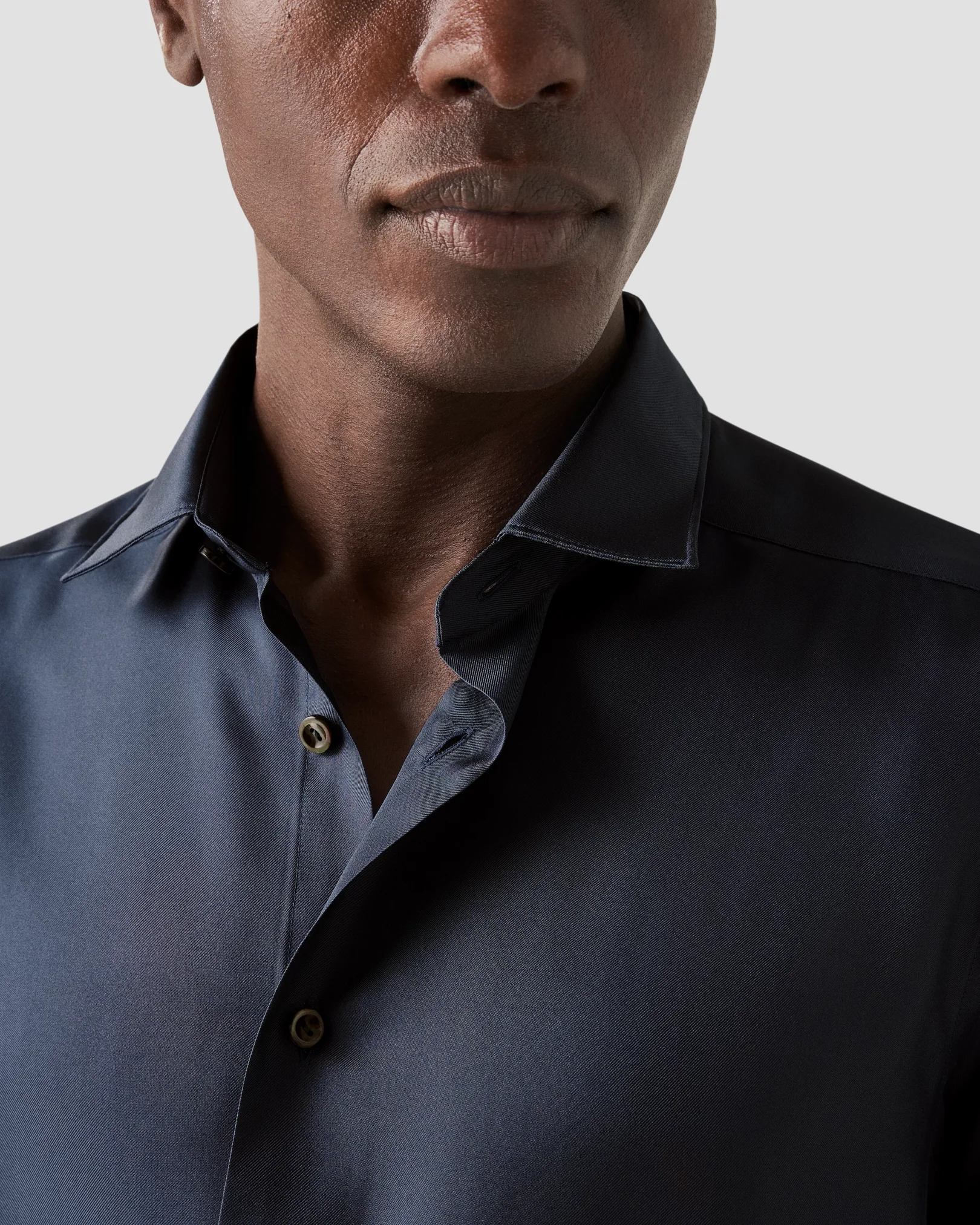 Navy Silk Twill Shirt - Eton