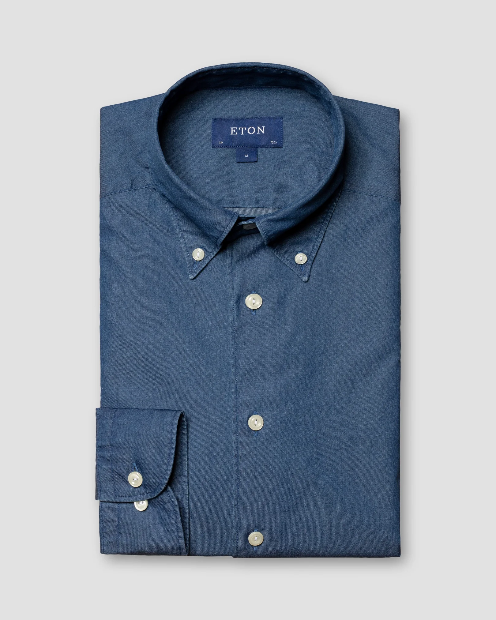 Mid Blue Denim Shirt – Button Down - Eton
