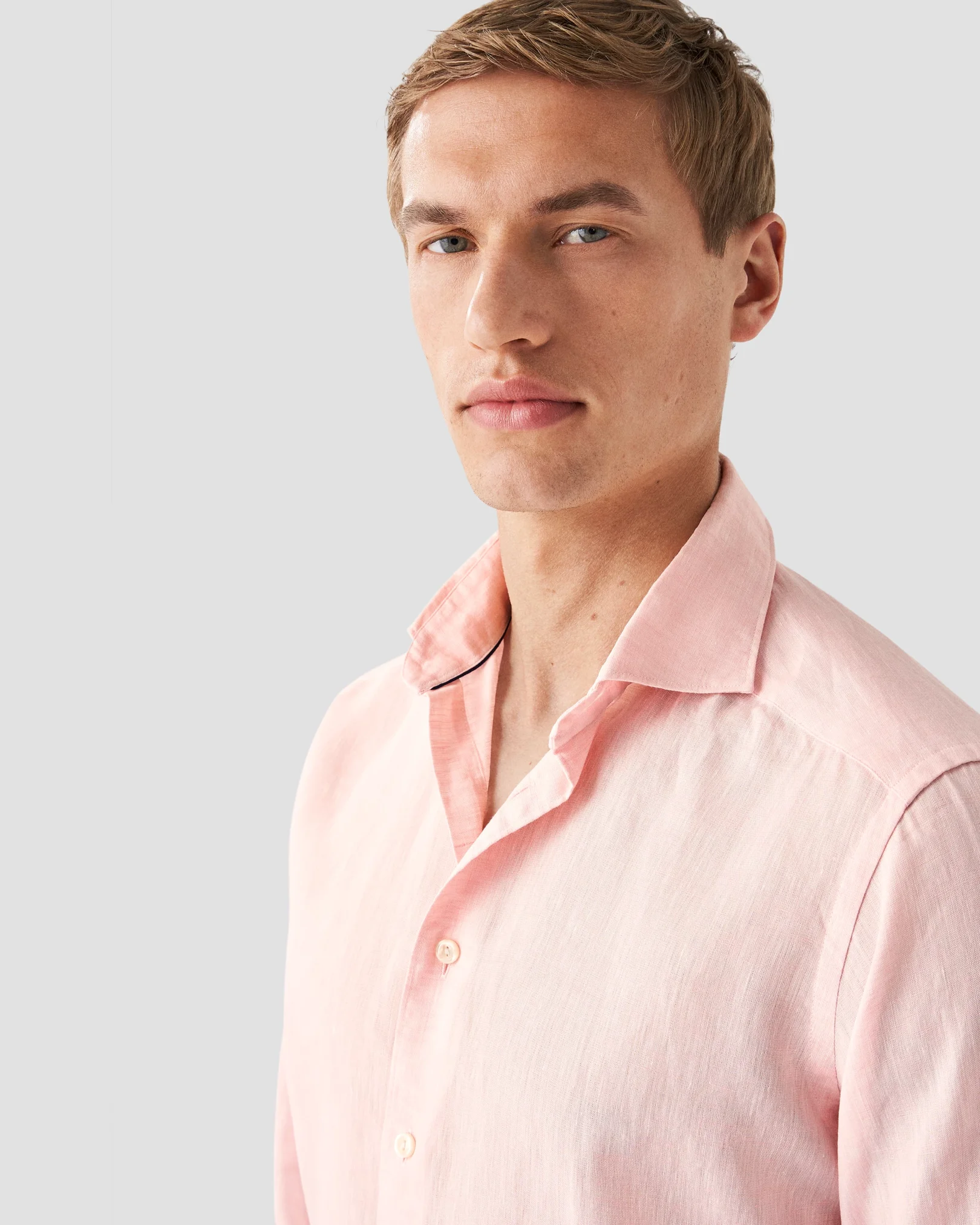Pink Linen Shirt - Wide Spread - Eton