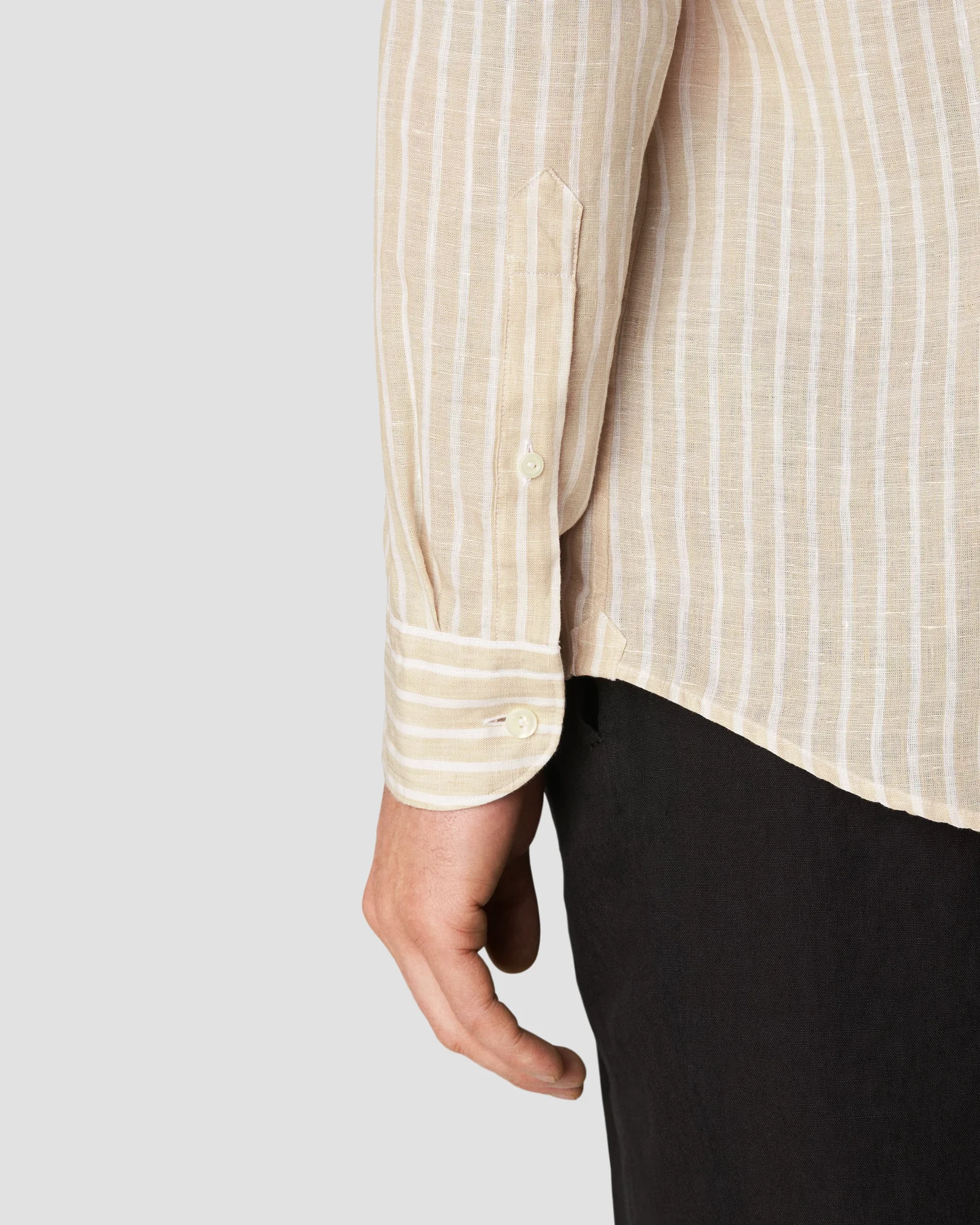 Light Brown Striped Linen Shirt - Eton