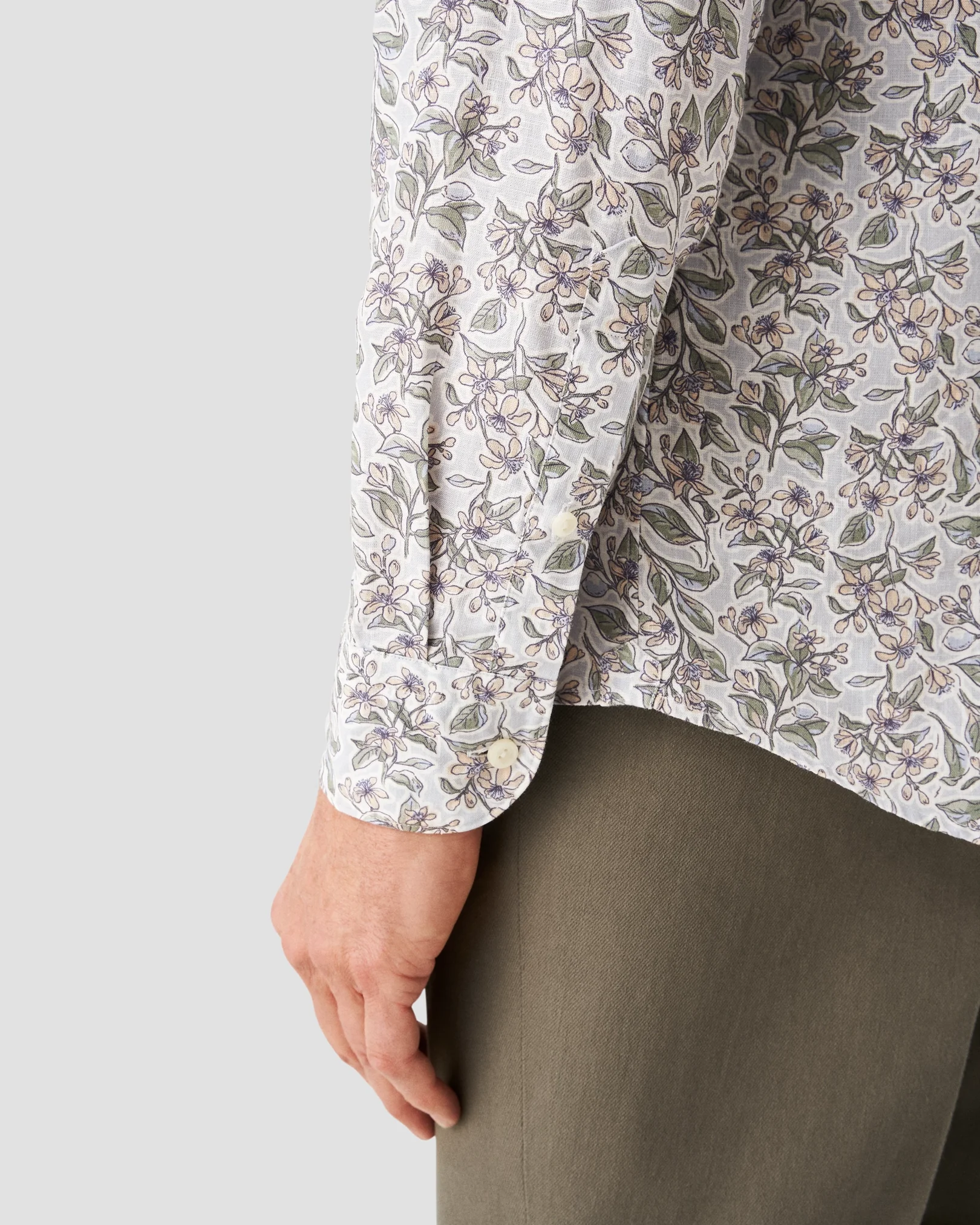 Light blue floral linen shirt - Eton