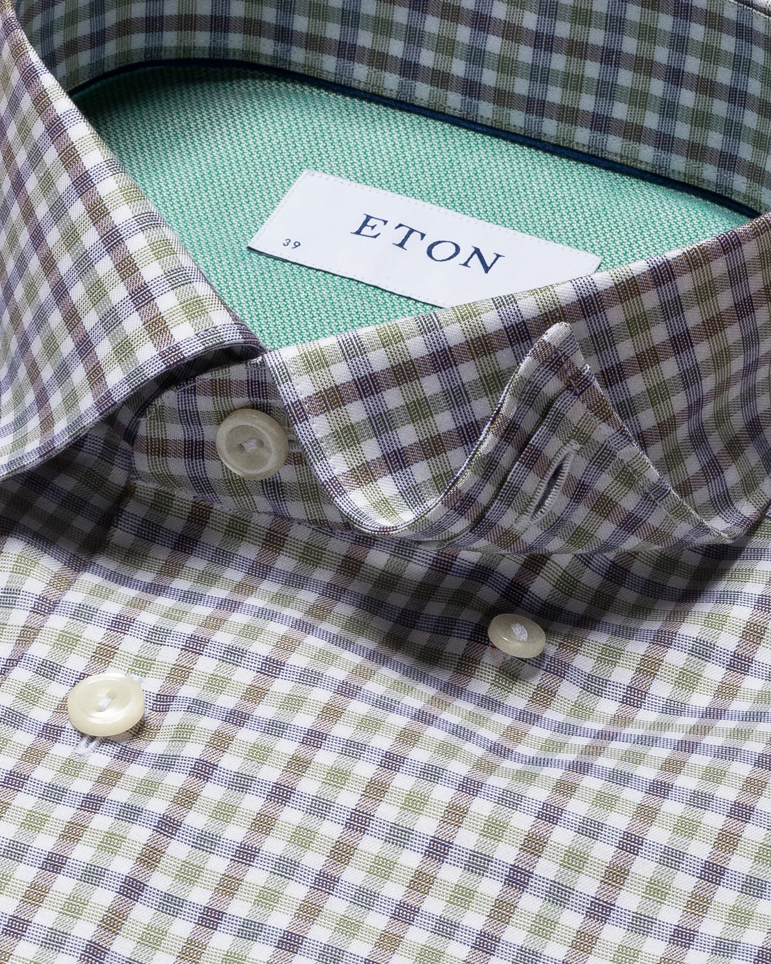 Three Color Check Cotton Lyocell Stretch Shirt - Eton