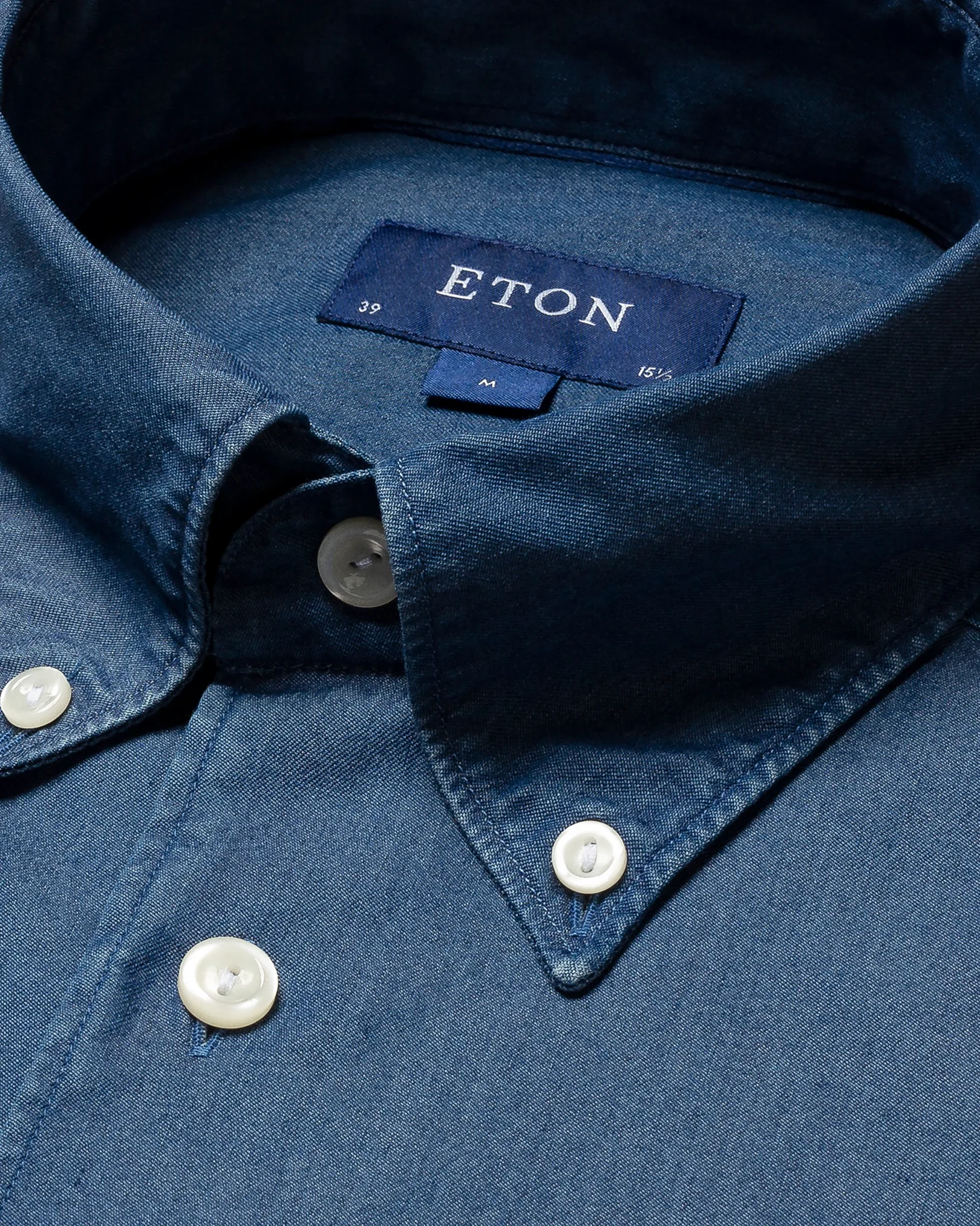 Mid Blue Denim Shirt – Button Down - Eton