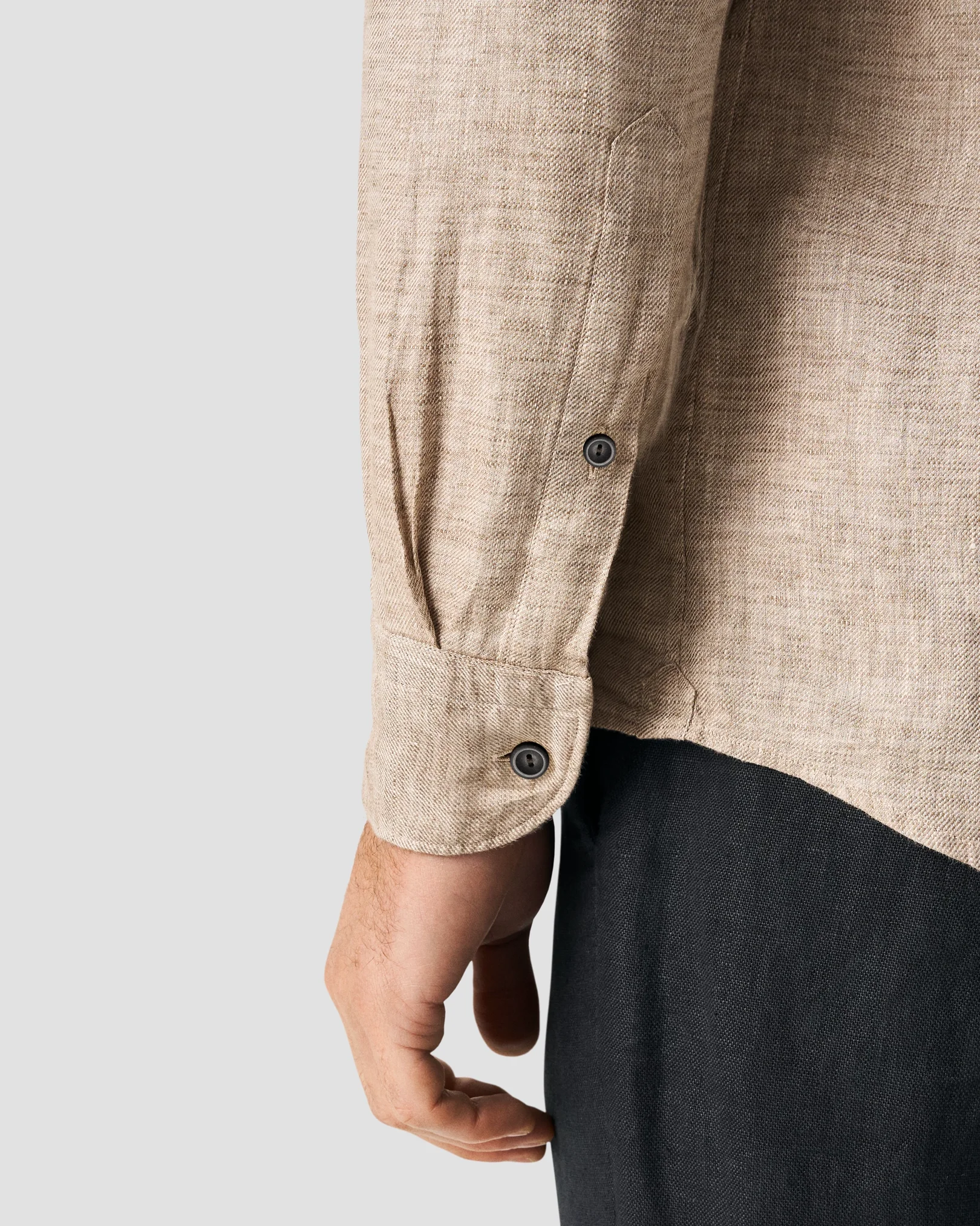Light Brown Linen Twill Shirt - Eton