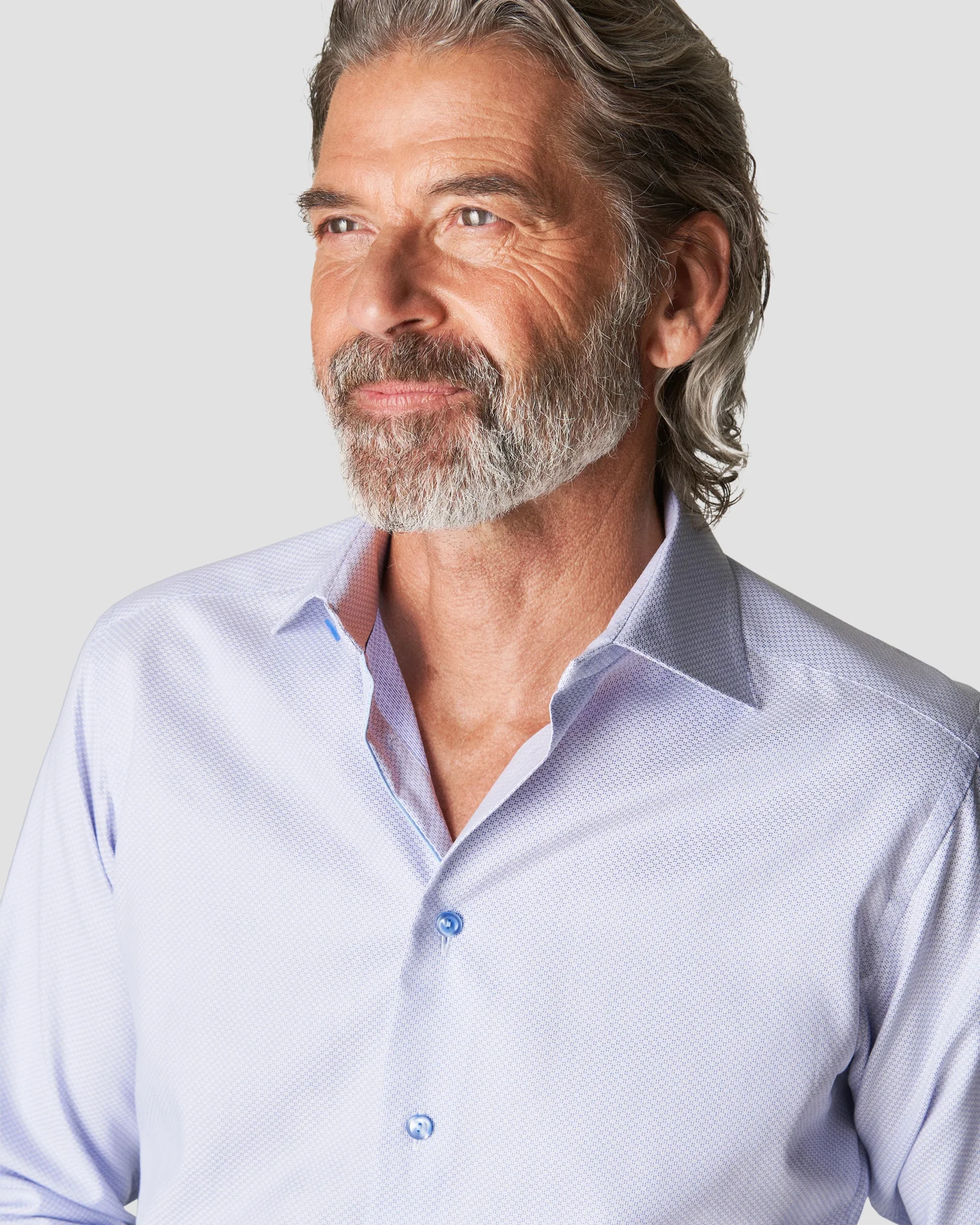 Light Blue Brocade Shirt - Eton