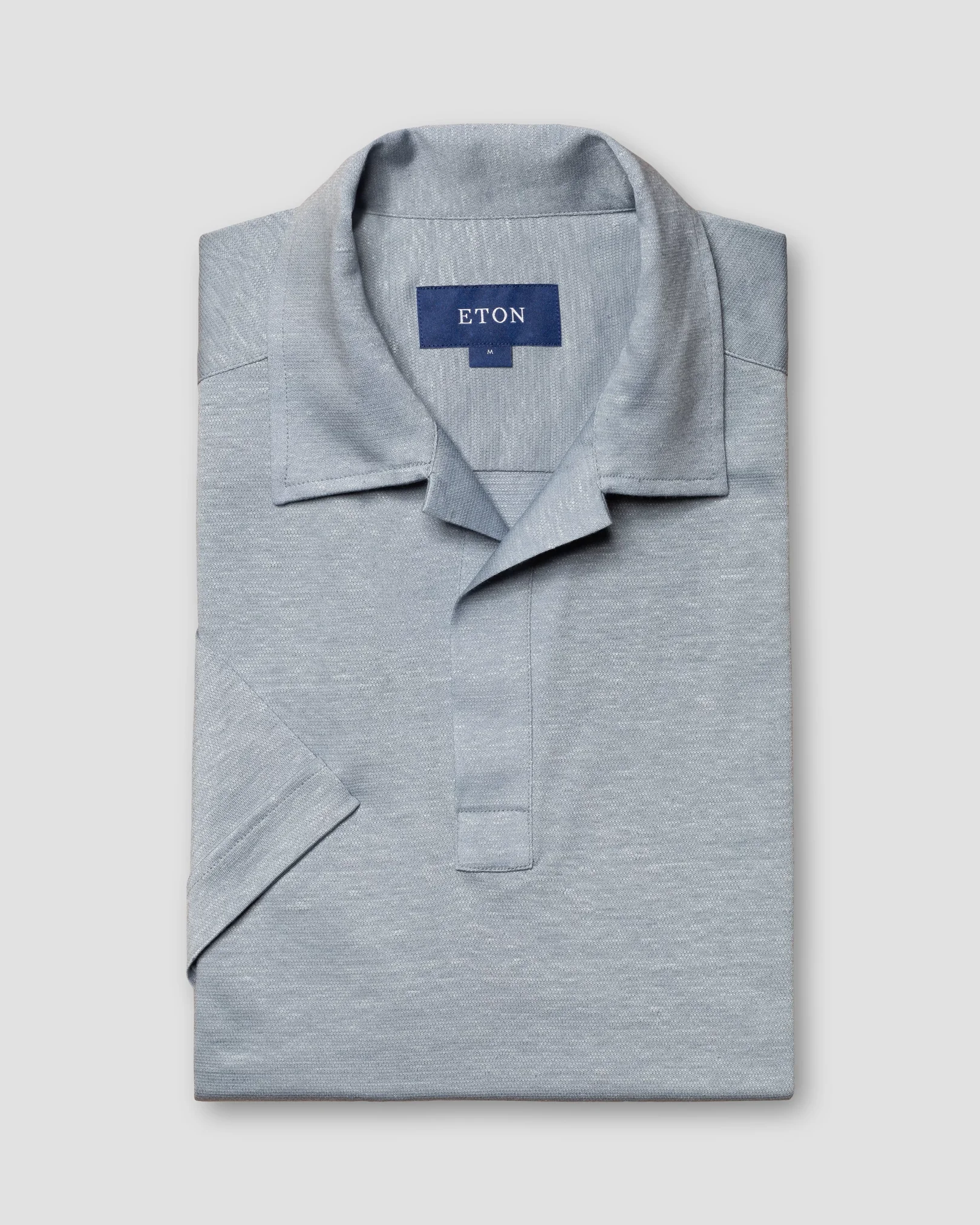 Blue Cotton-linen Polo Shirt – Short Sleeve - Eton