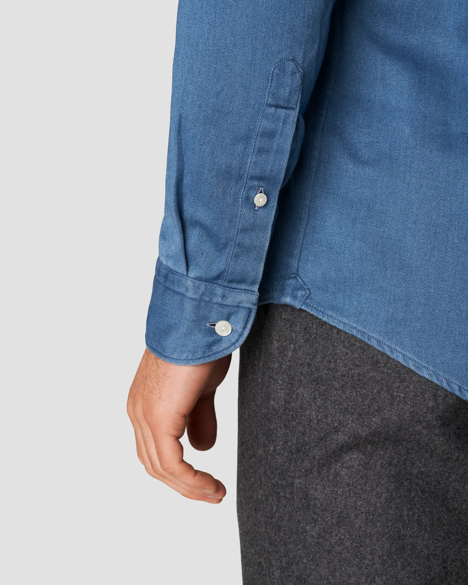 Blue Satin Indigo Shirt - Eton