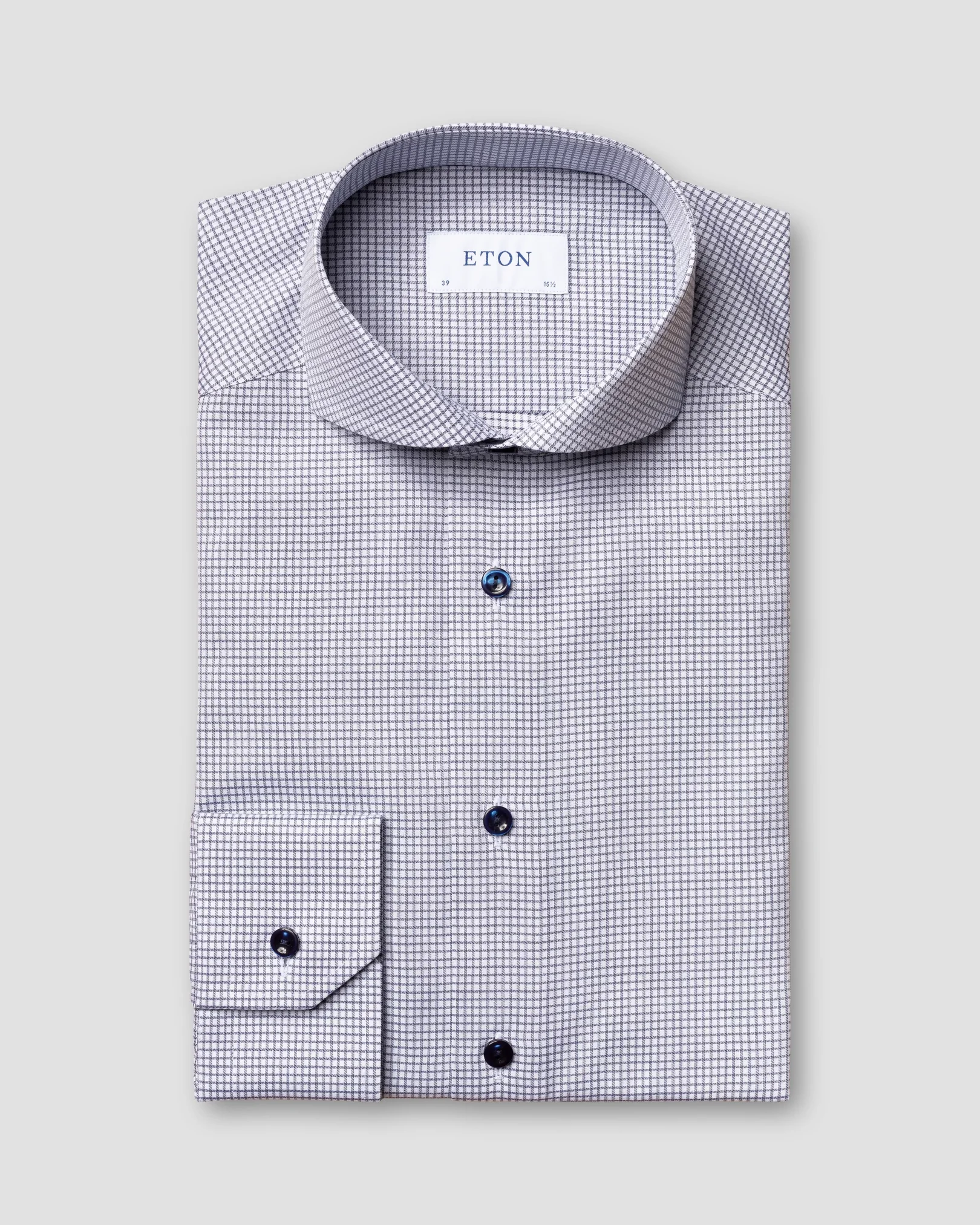 Blue Micro Check Stretch Shirt - Eton