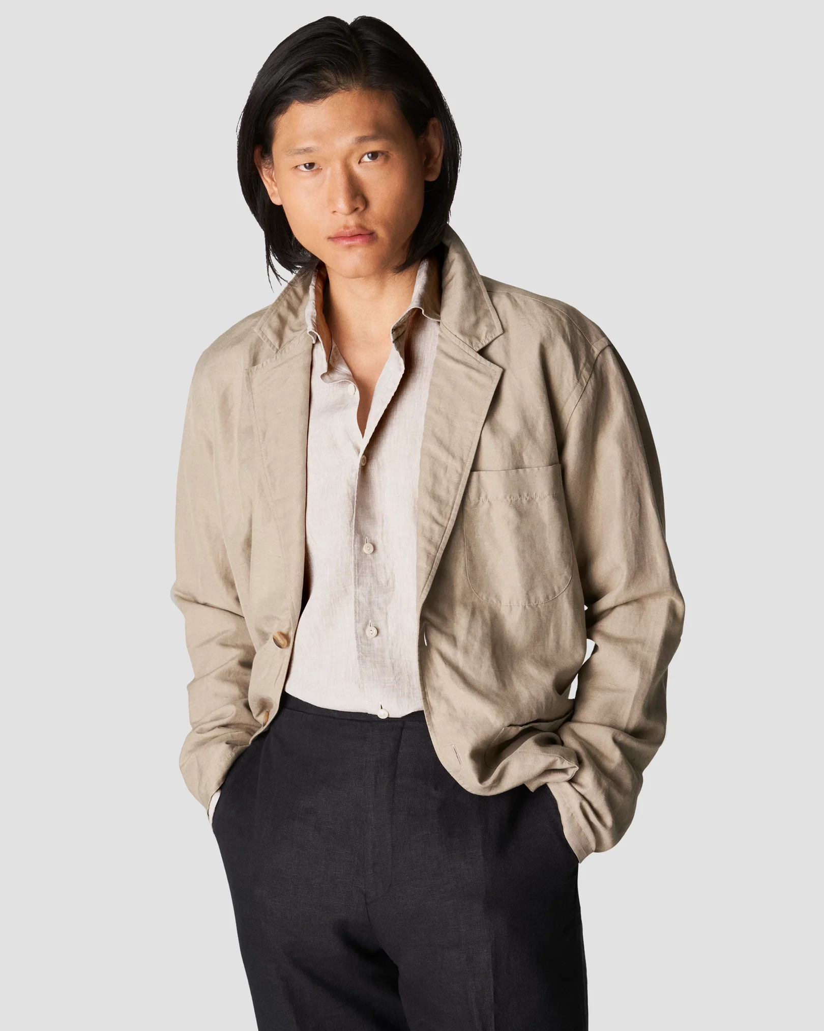 Light Gray Linen Shirt - Eton