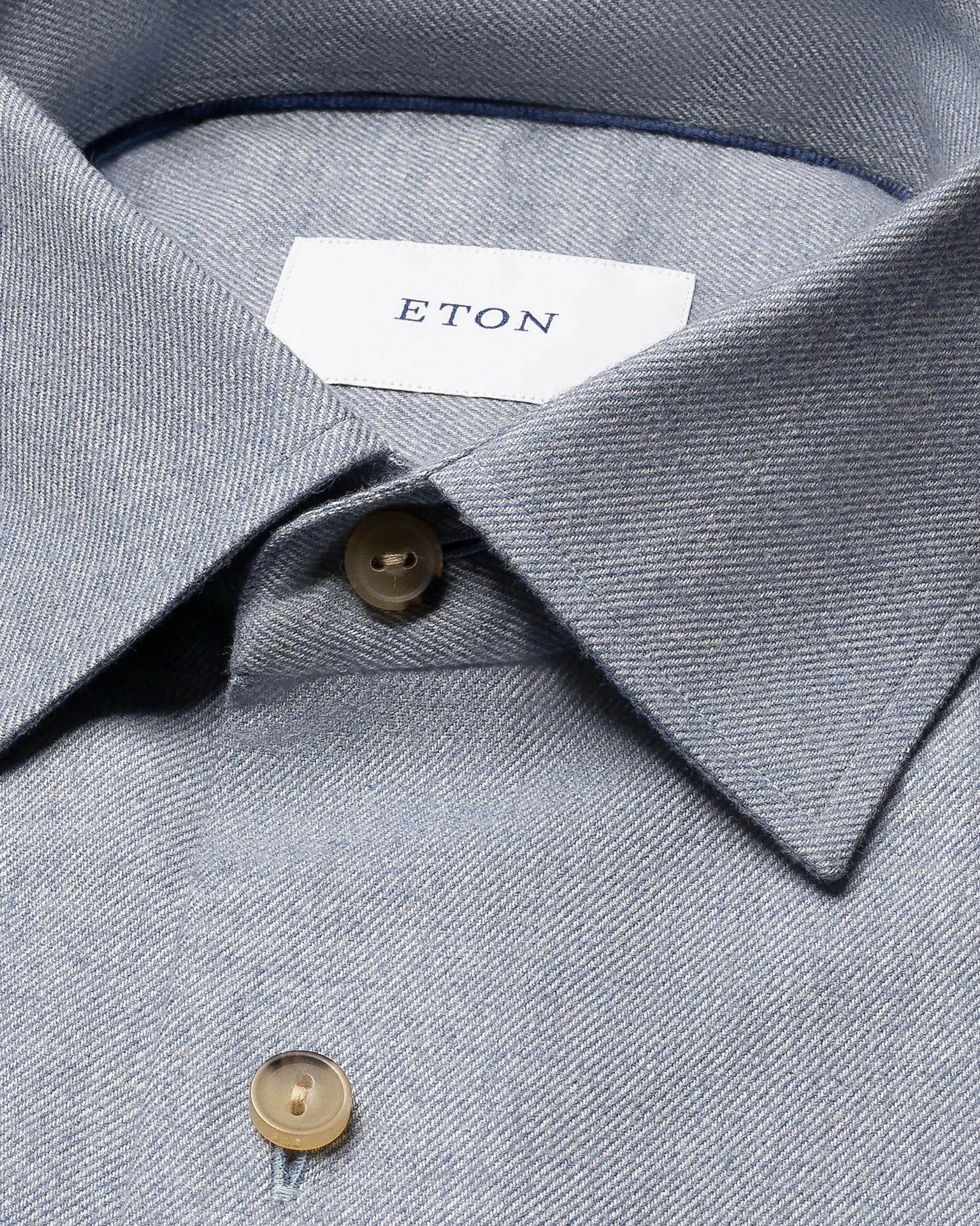 Light blue Solid Flannel Shirt - Eton
