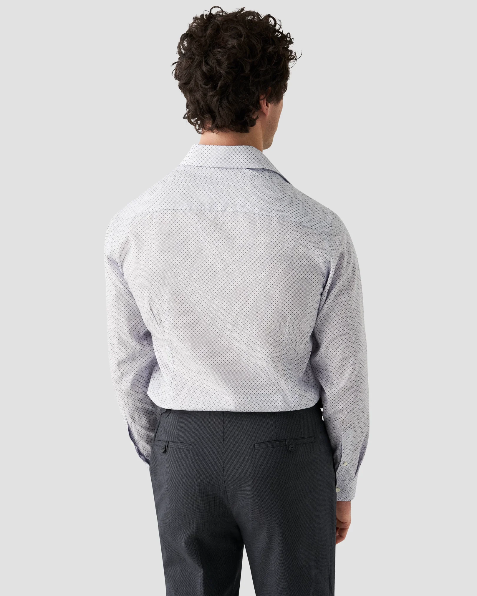 Light Blue Micro Floral Print Signature Poplin Shirt - Eton