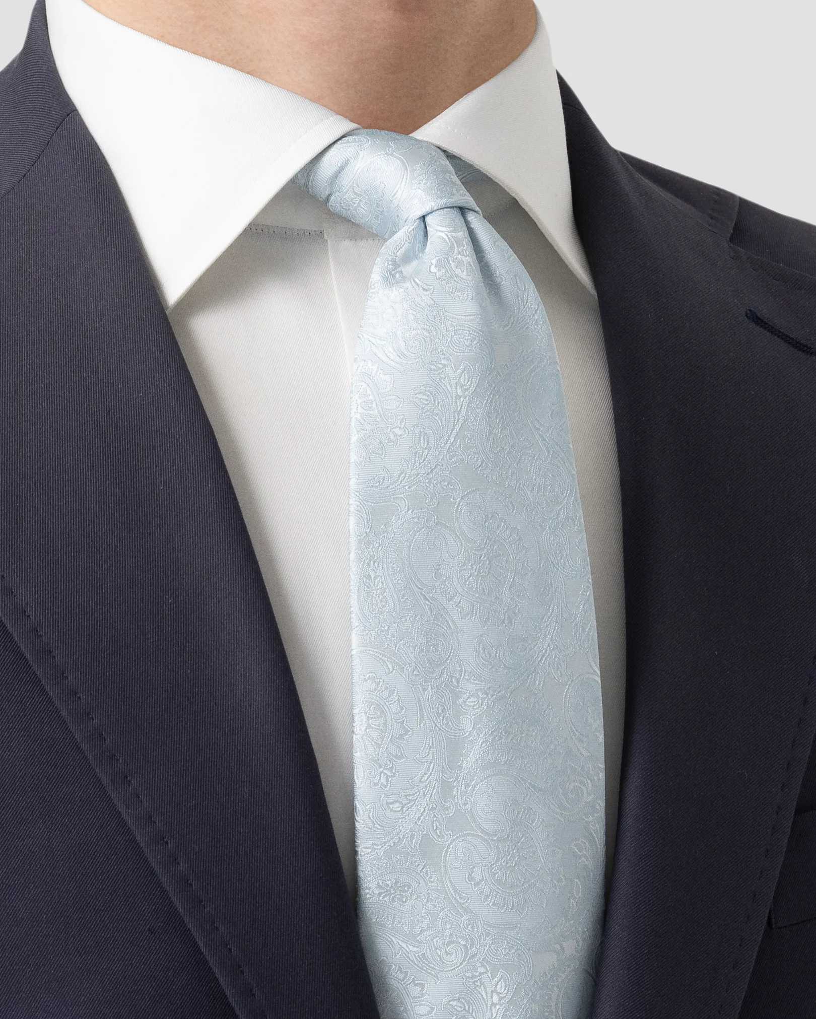 Light Blue Paisley Silk Wedding Tie - Eton
