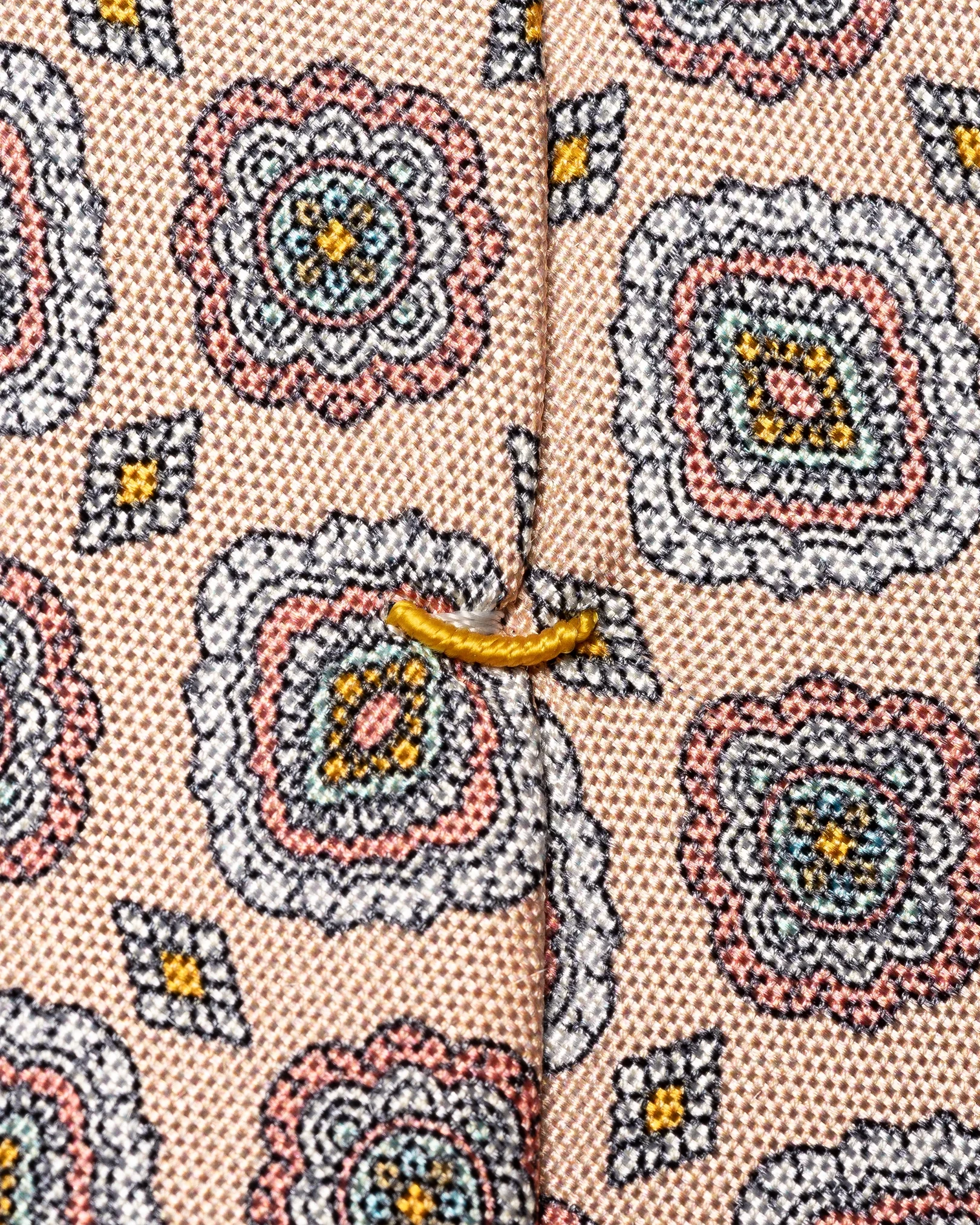 Orange Medallion Print Silk Tie - Eton