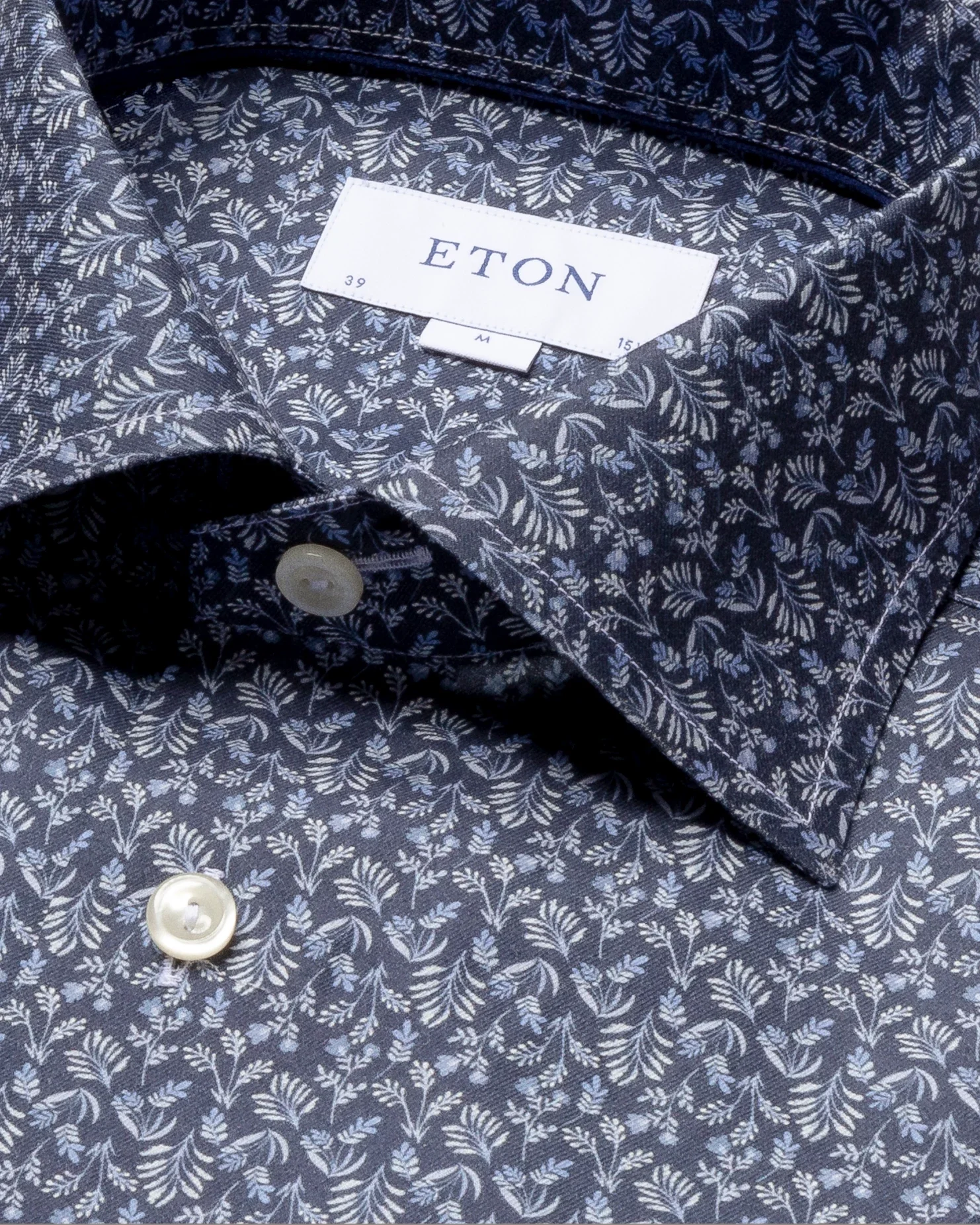 Navy flannel floral print shirt - Eton
