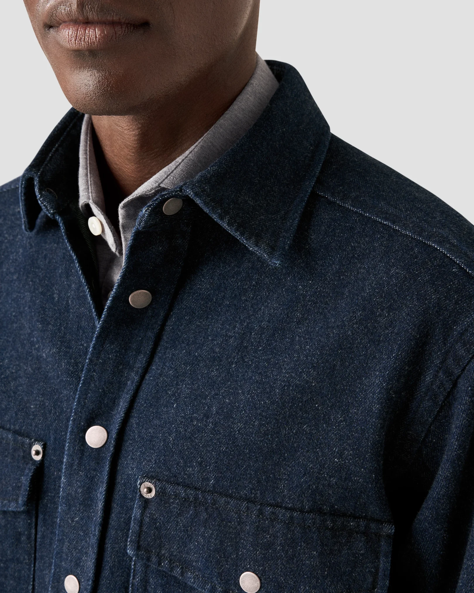 Navy Heavy Denim Overshirt - Eton