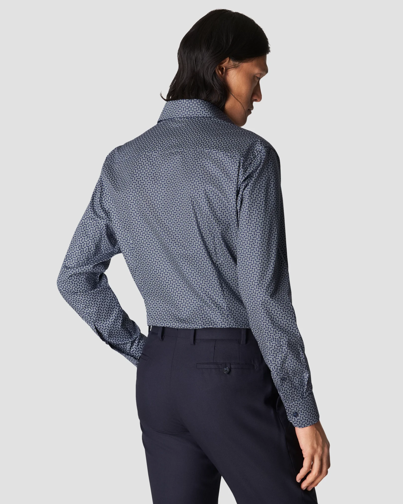 Navy blue Signature twill print - Eton