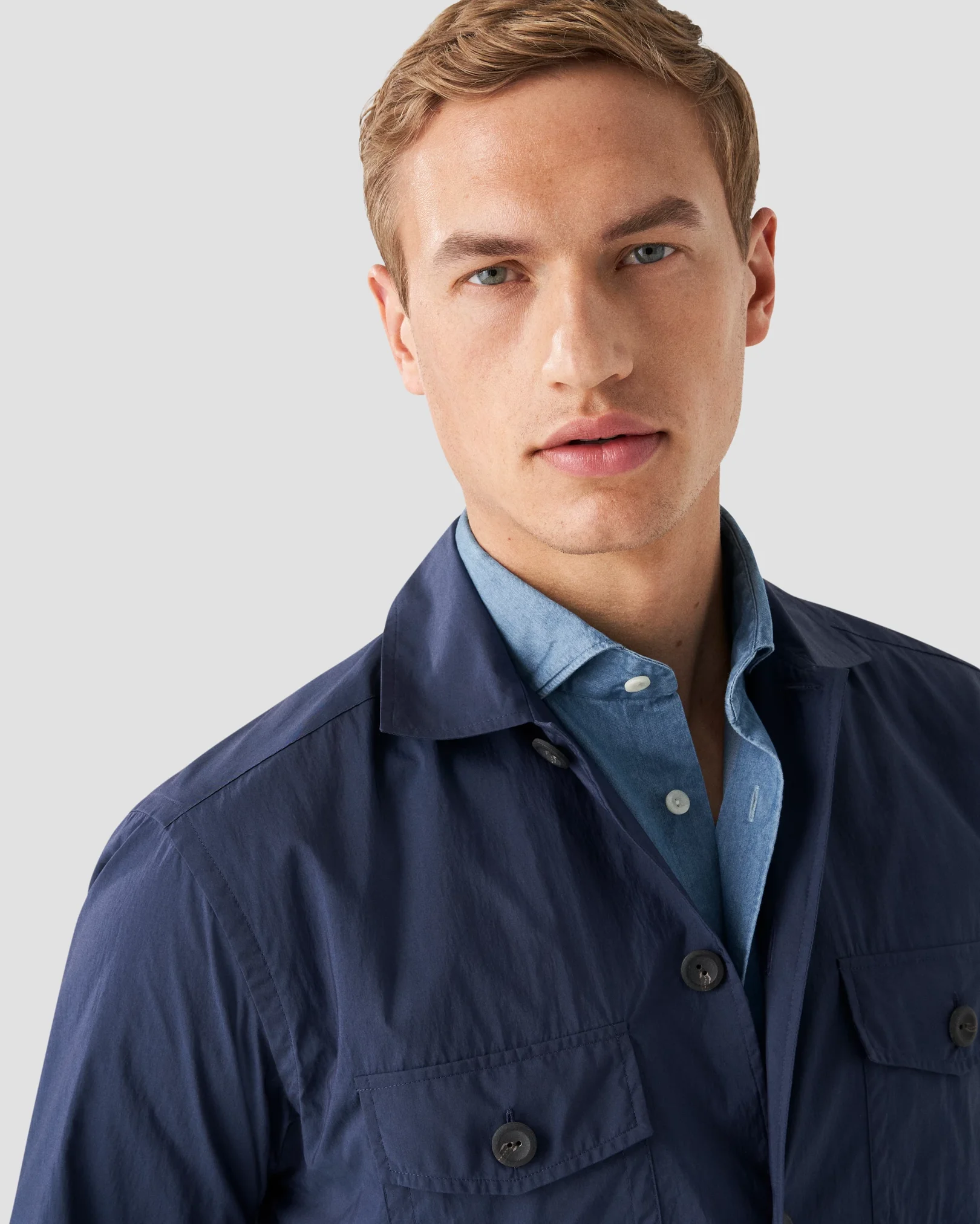 Mid Blue Lightweight Denim Shirt - Eton