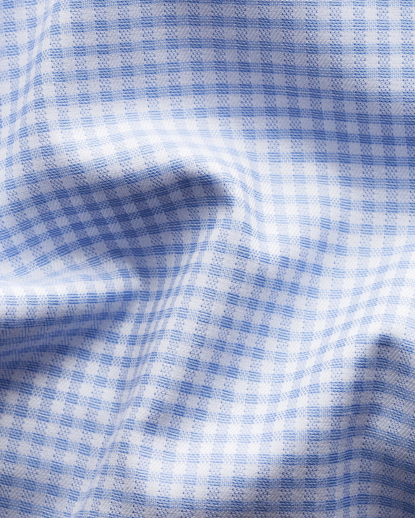 Light Blue Checked Cotton-Lyocell Stretch Shirt - Eton