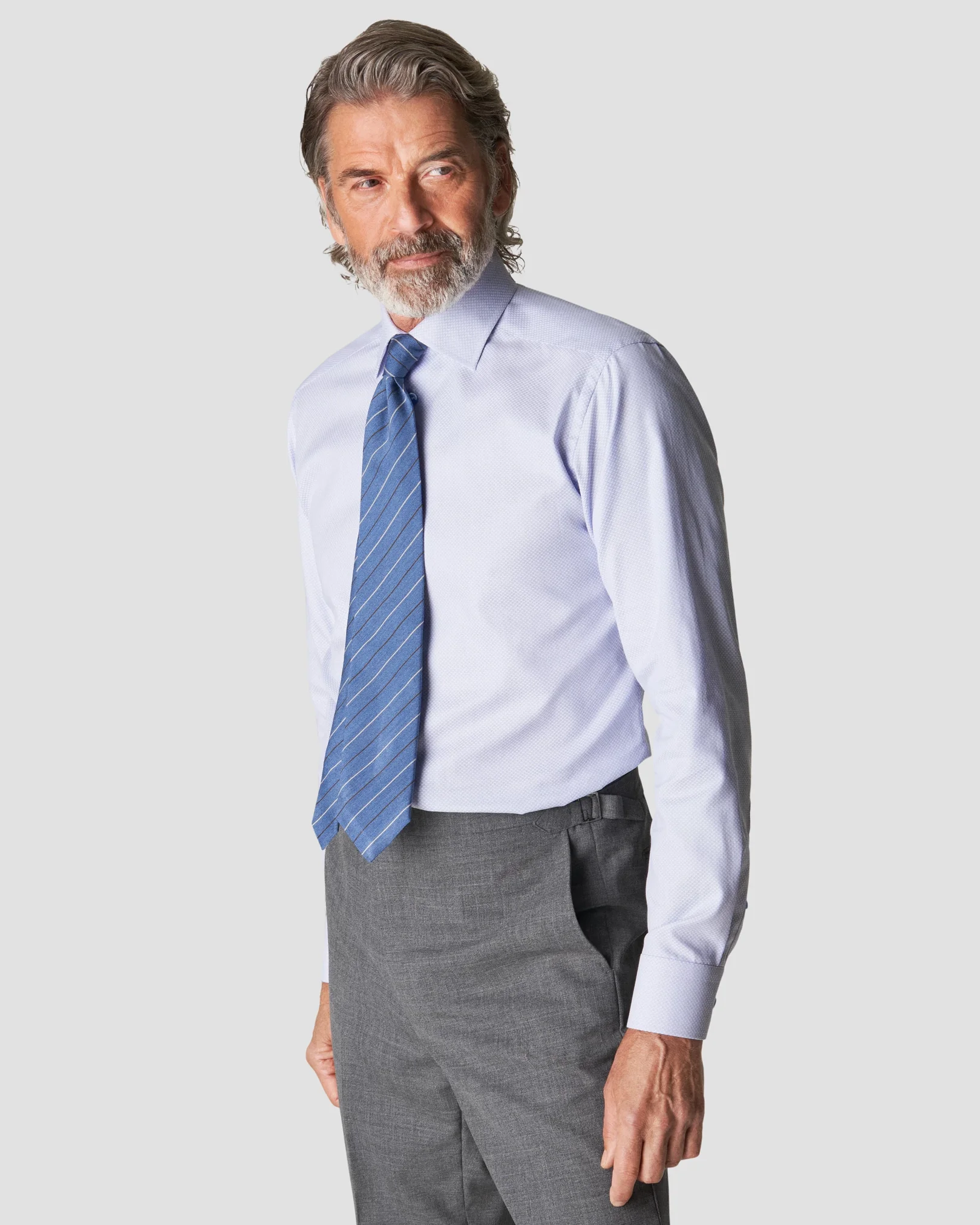 Light Blue Brocade Shirt - Eton