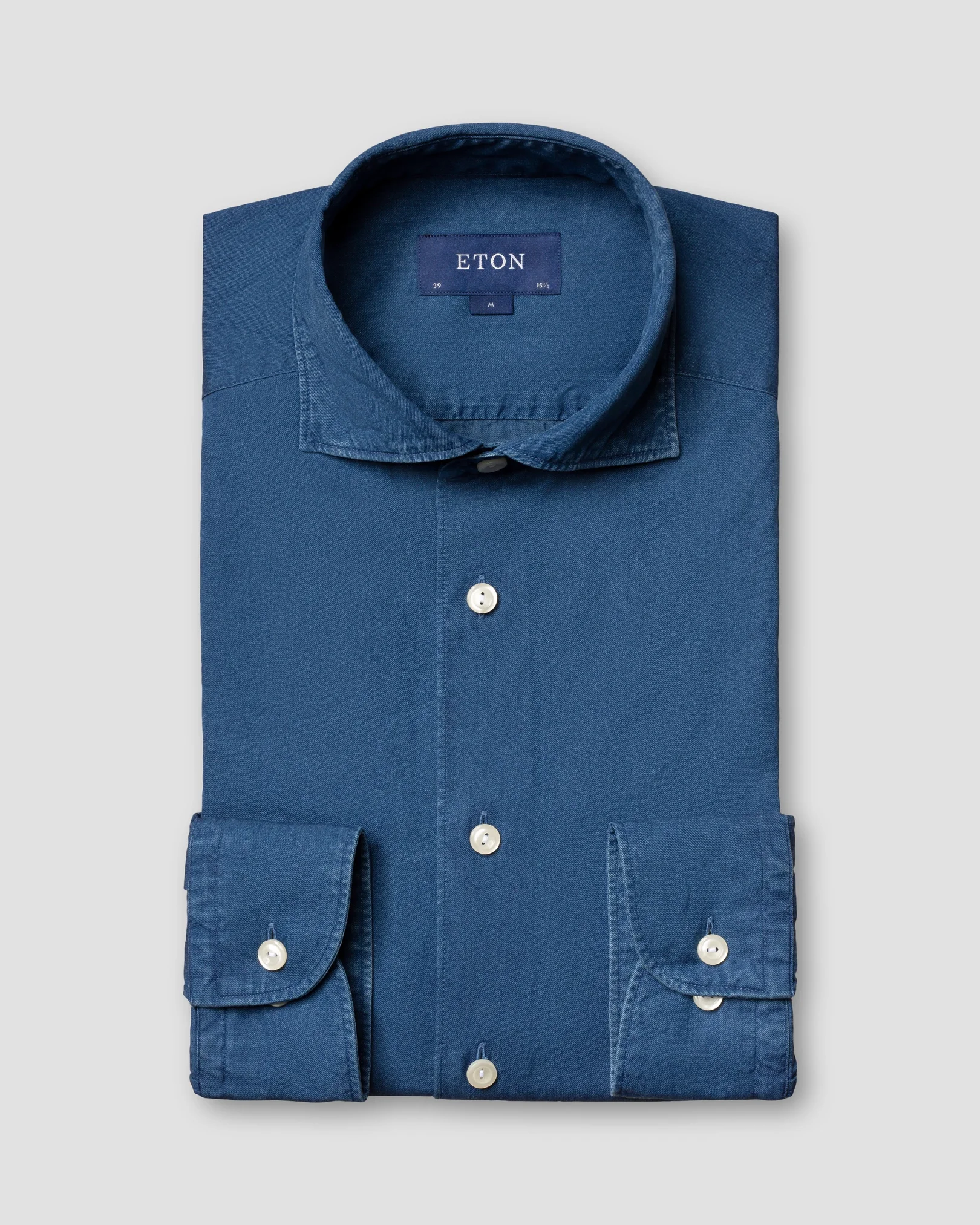 Dark Blue Lightweight Denim Shirt - Eton
