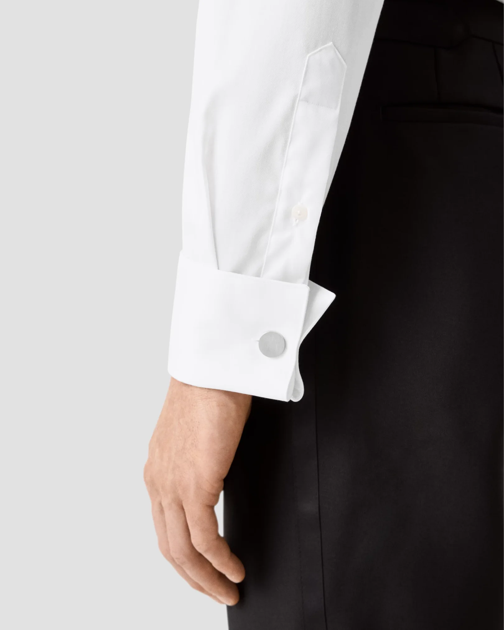 White Fine Striped Bib Evening Shirt - Eton